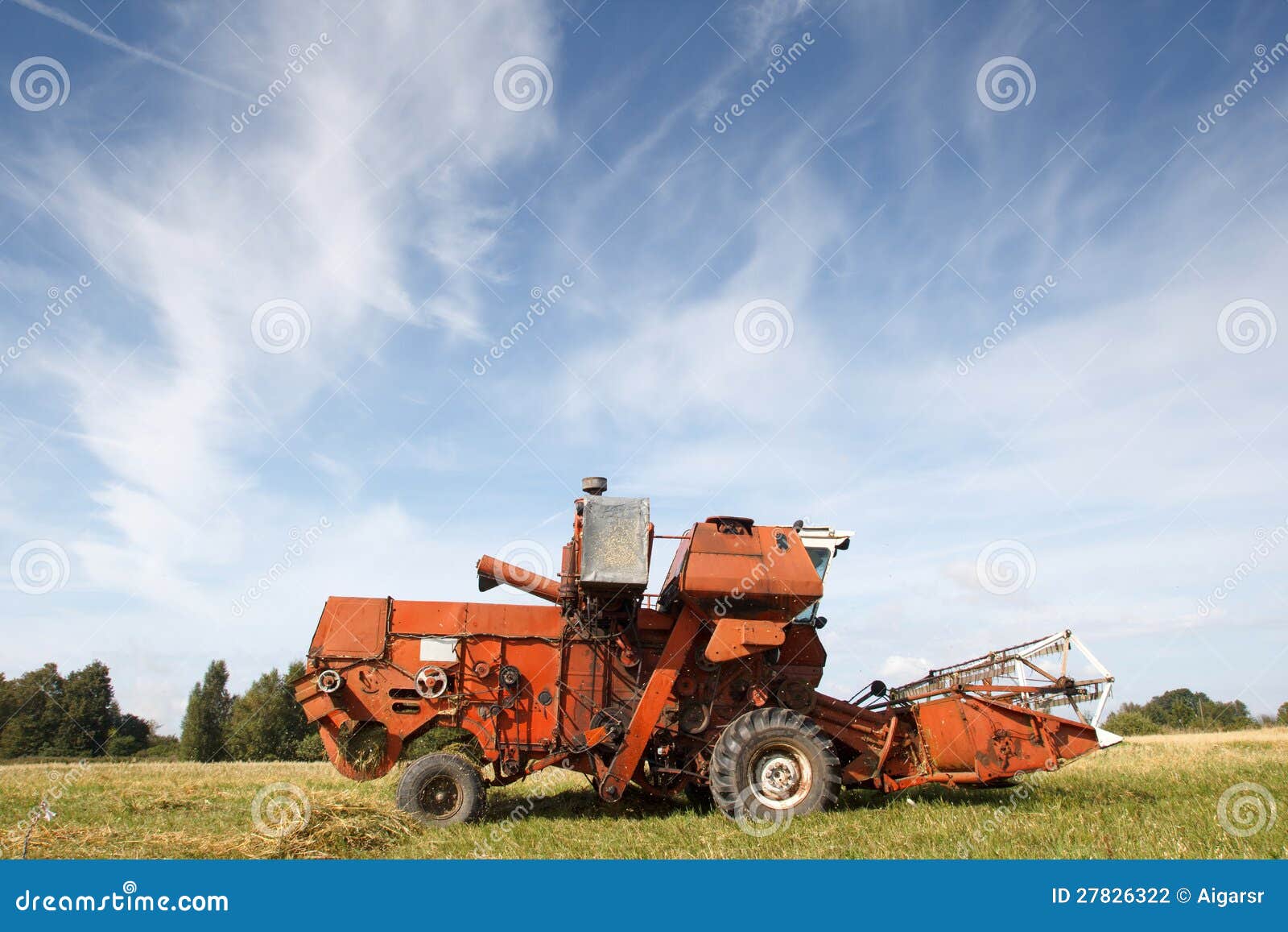 Old grain harvester stock photo. Image of machine, corn - 27826322