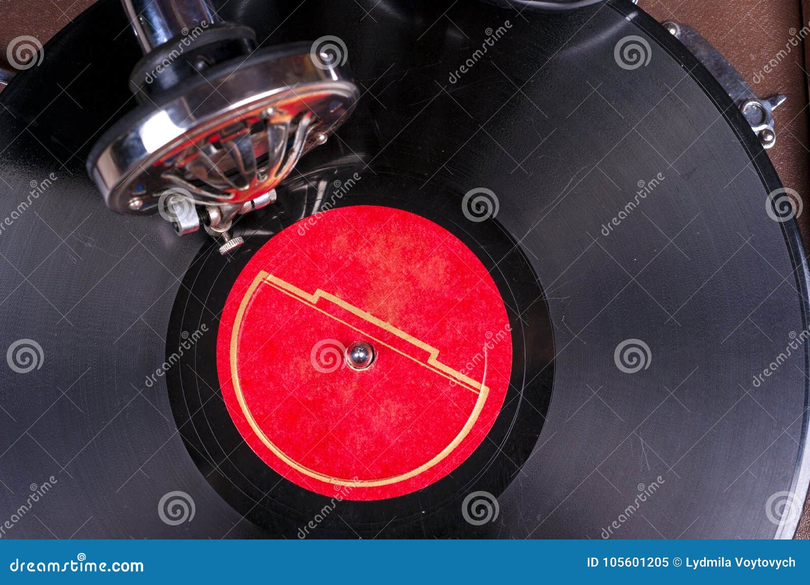 Old Gramophone Player, Closeup Stock Image - Image of label, grunge ...