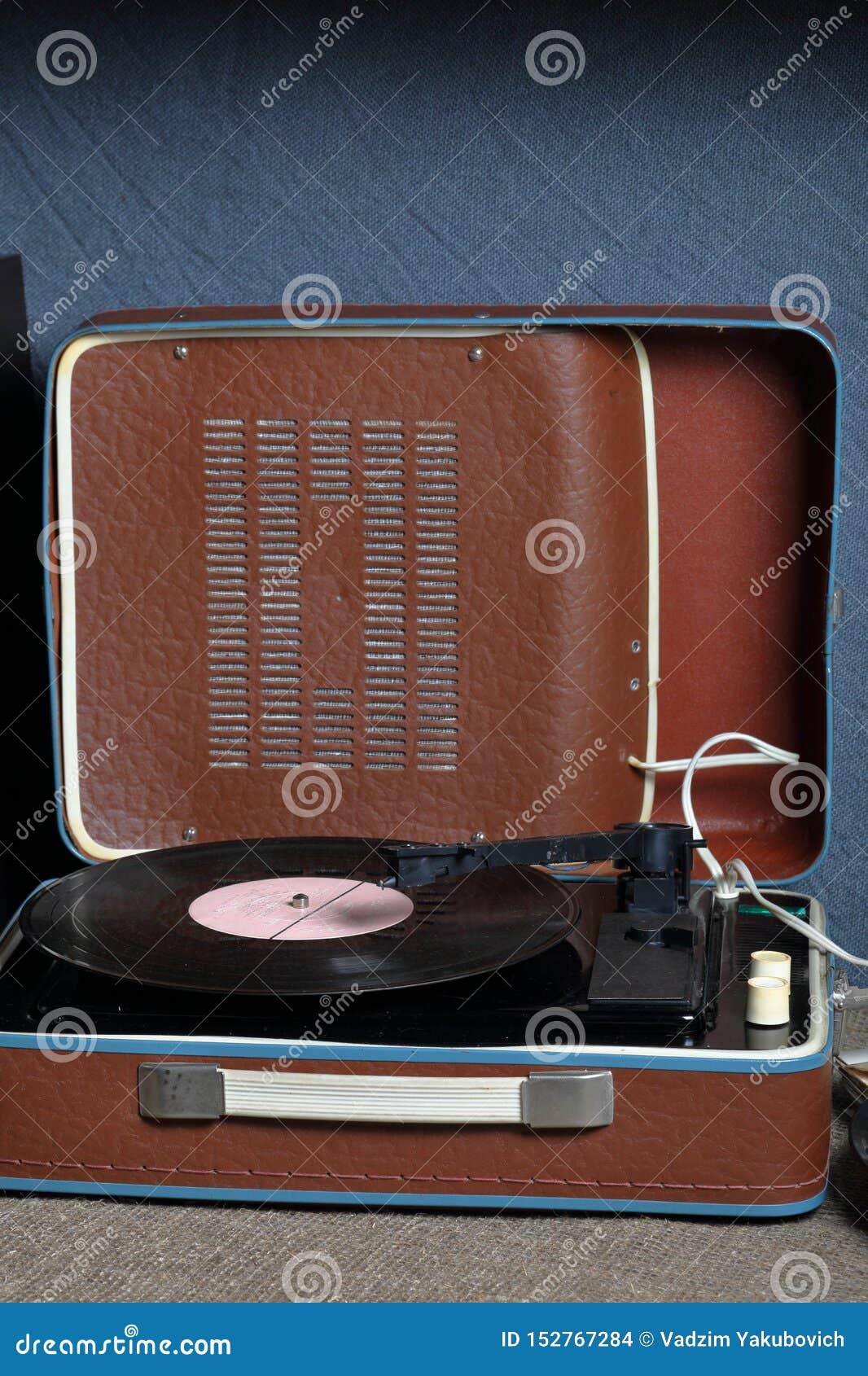 An Old Gramophone with a Vinyl Record Mounted on it Stock Photo - Image ...