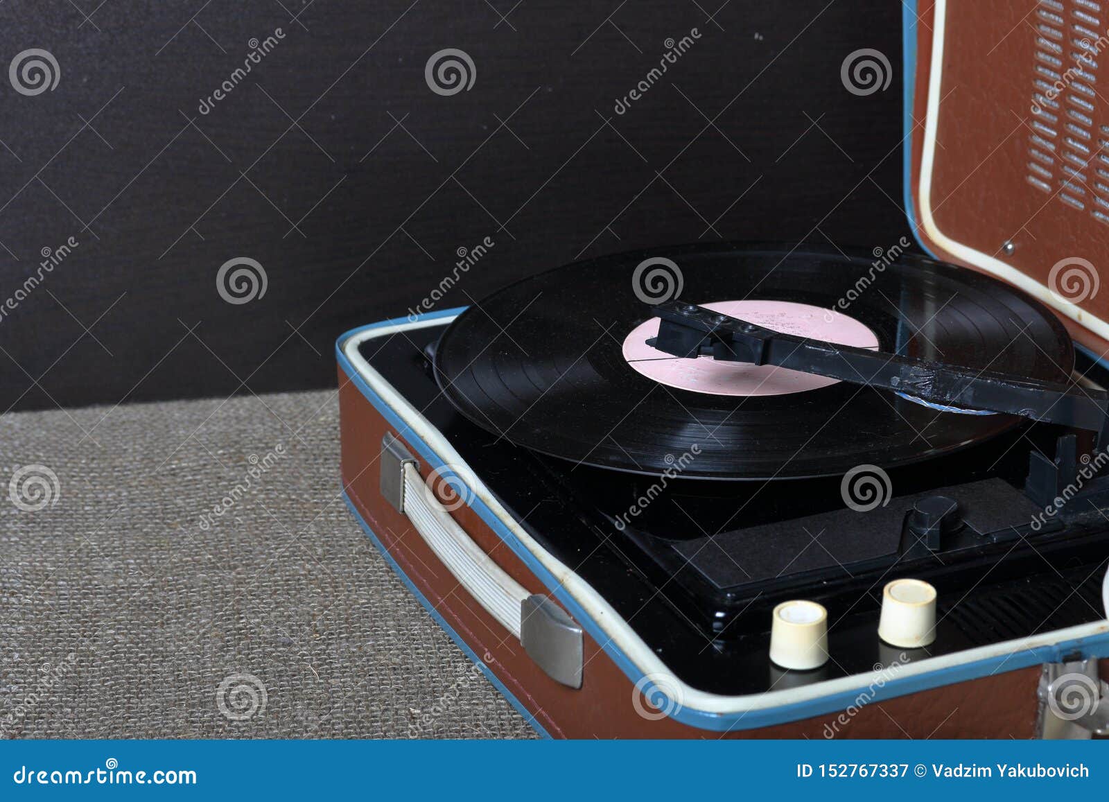 An Old Gramophone with a Vinyl Record Mounted on it Stock Image - Image ...
