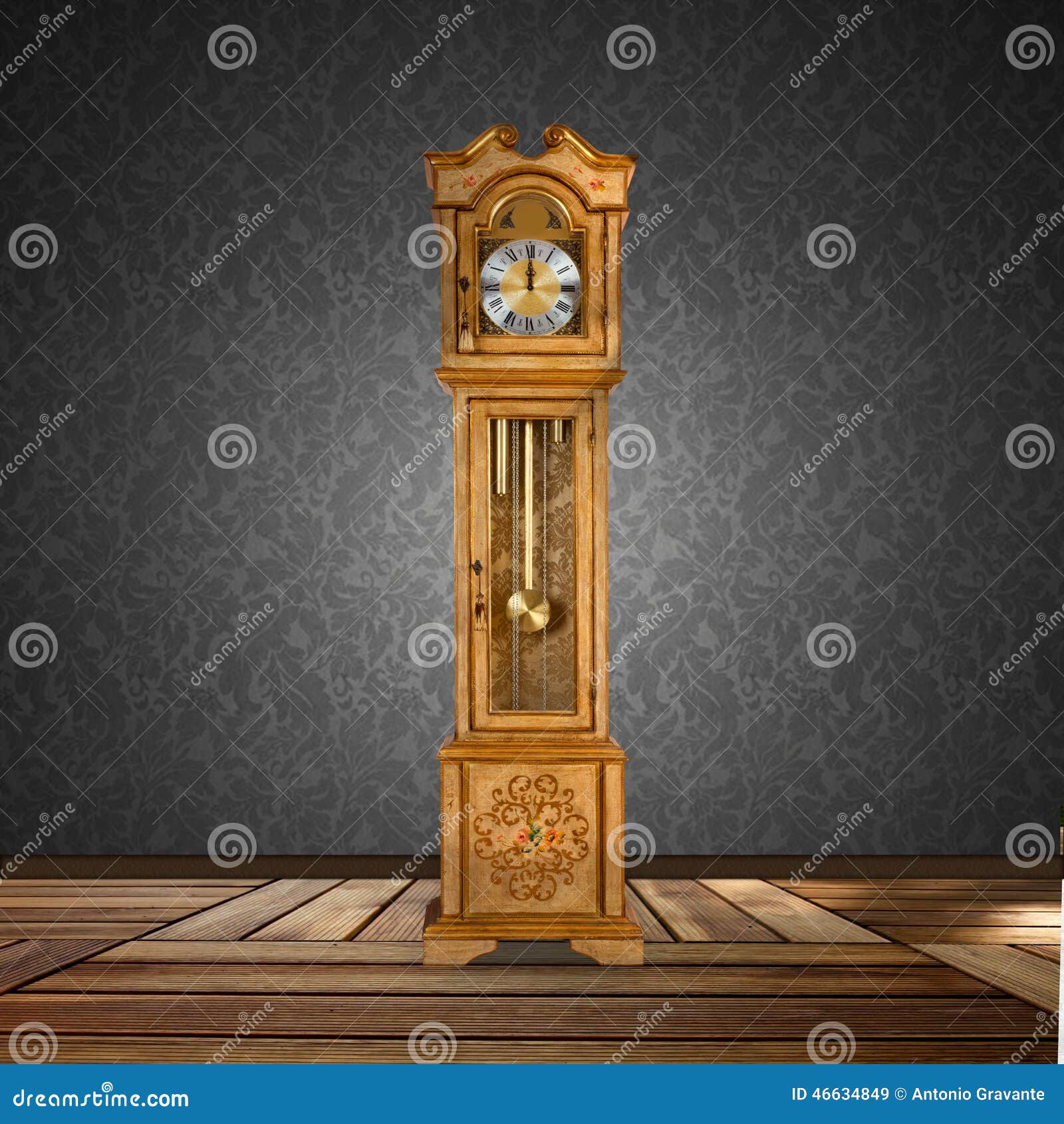 Old grandfather clock stock image. Image of hands, chain - 46634849