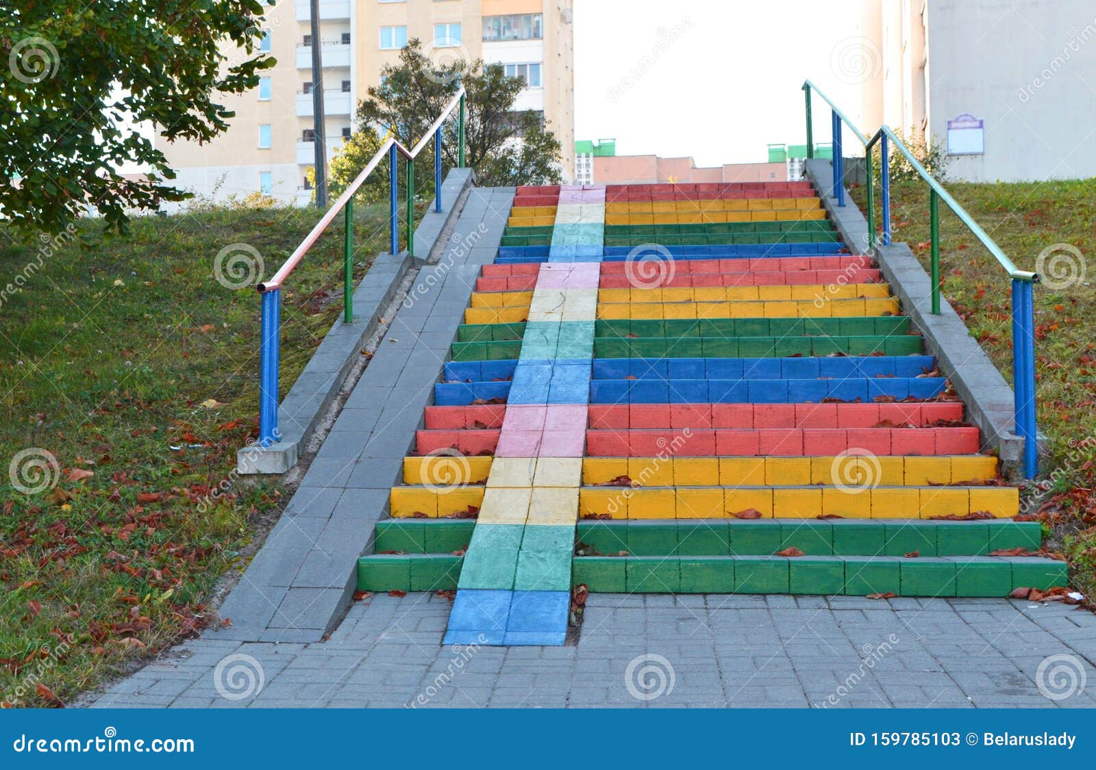Old Granite Staircase is Close, Stairs, Texture, Colored in Rainbow ...