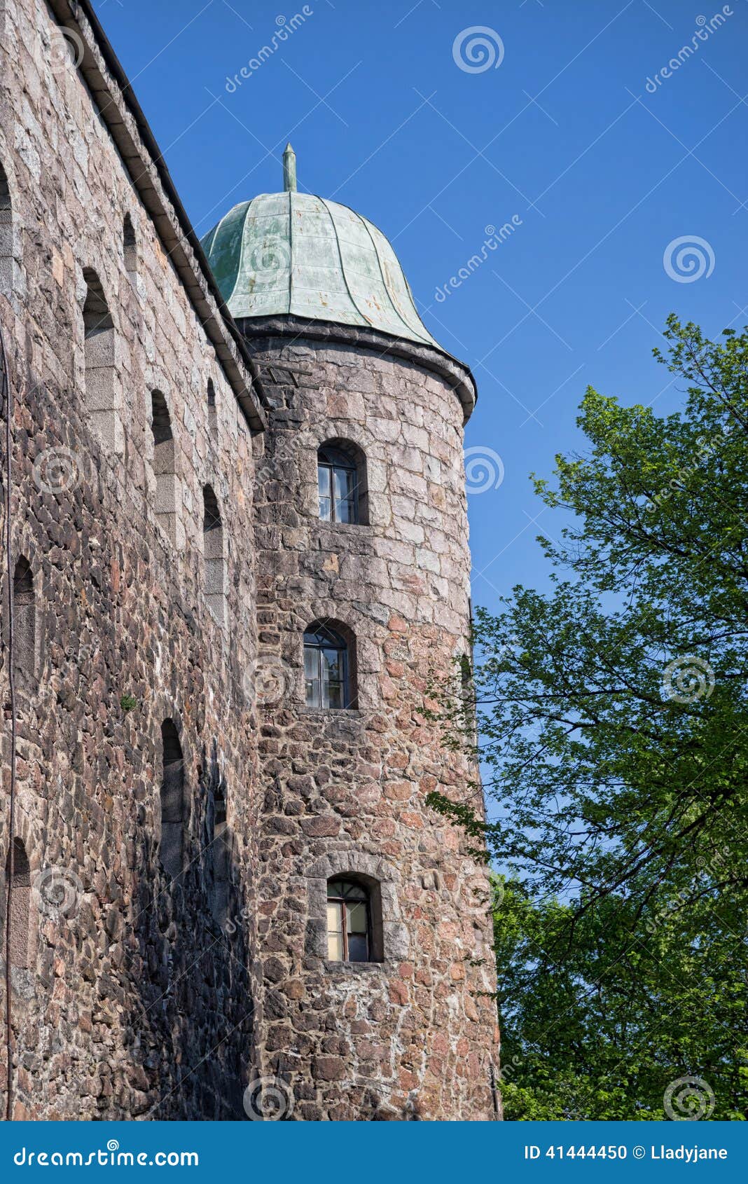 Old Granite Tower with Green Roof Stock Photo - Image of fort, history ...