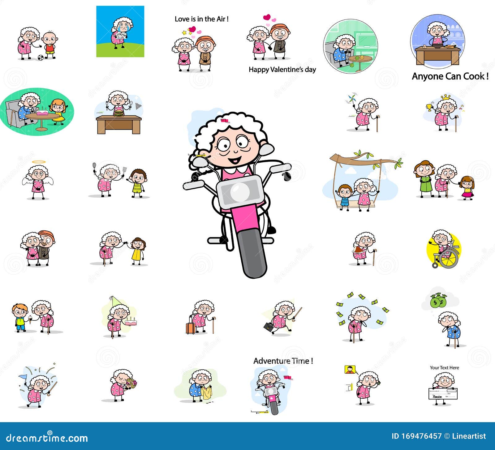 Old Granny Set Of Concepts Vector Illustrations Stock Vector