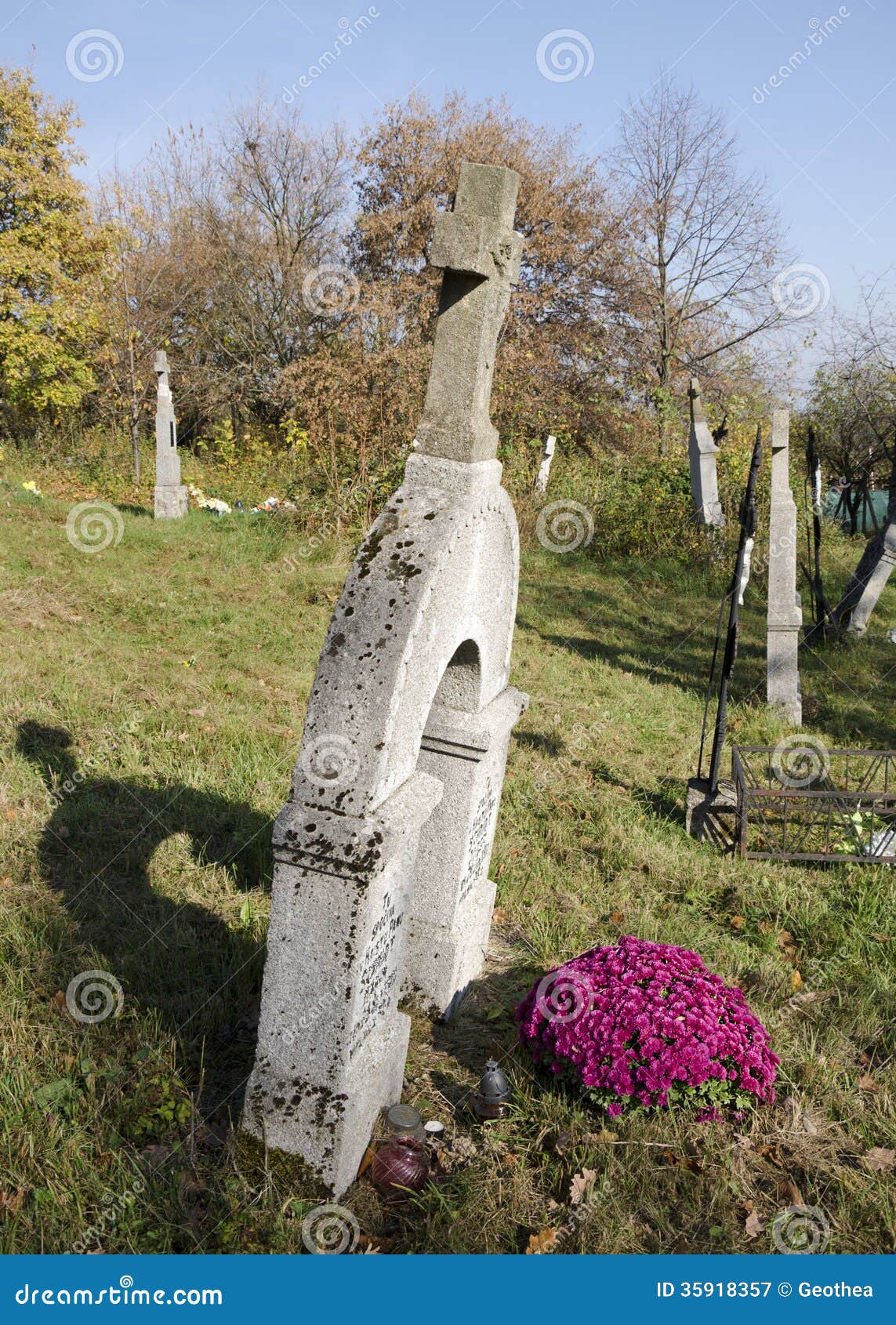 The Old Grave on Rustic Slovak Cemetery Stock Image - Image of faith ...