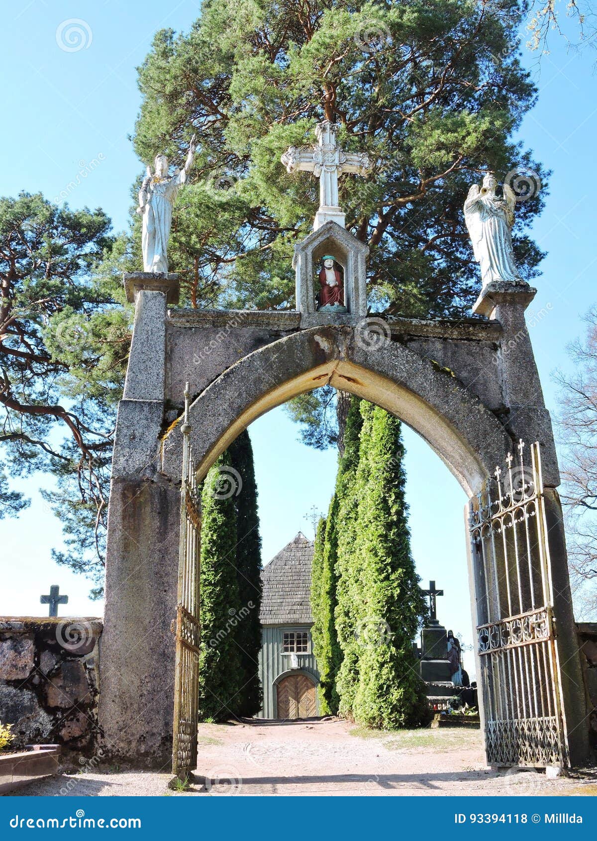 Old Graveyard Gate with Statues, Lithuania Stock Photo - Image of gate ...
