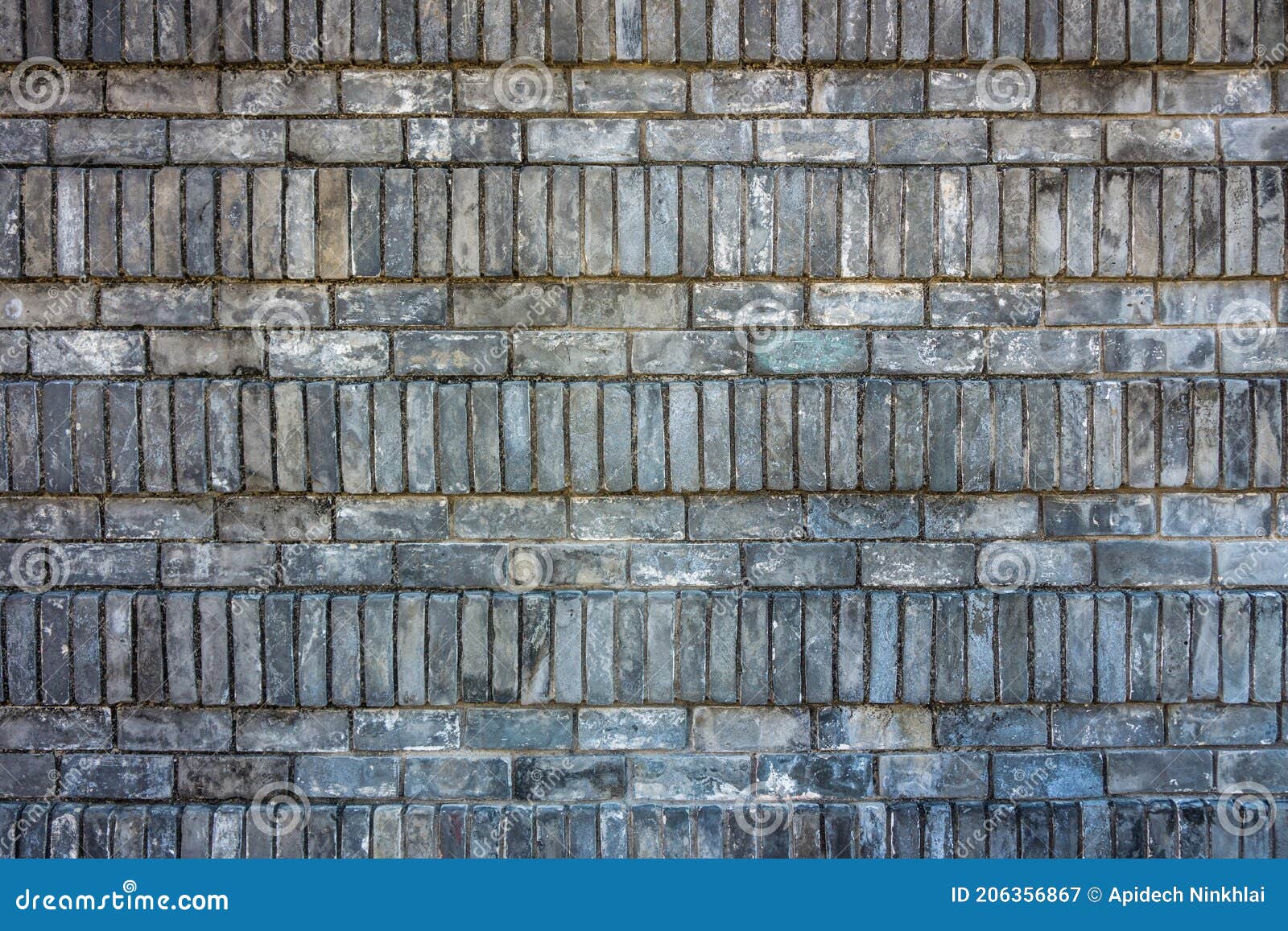 Old Gray Brick Wall Constructed in Stretcher and Soldier Bond. Stock ...