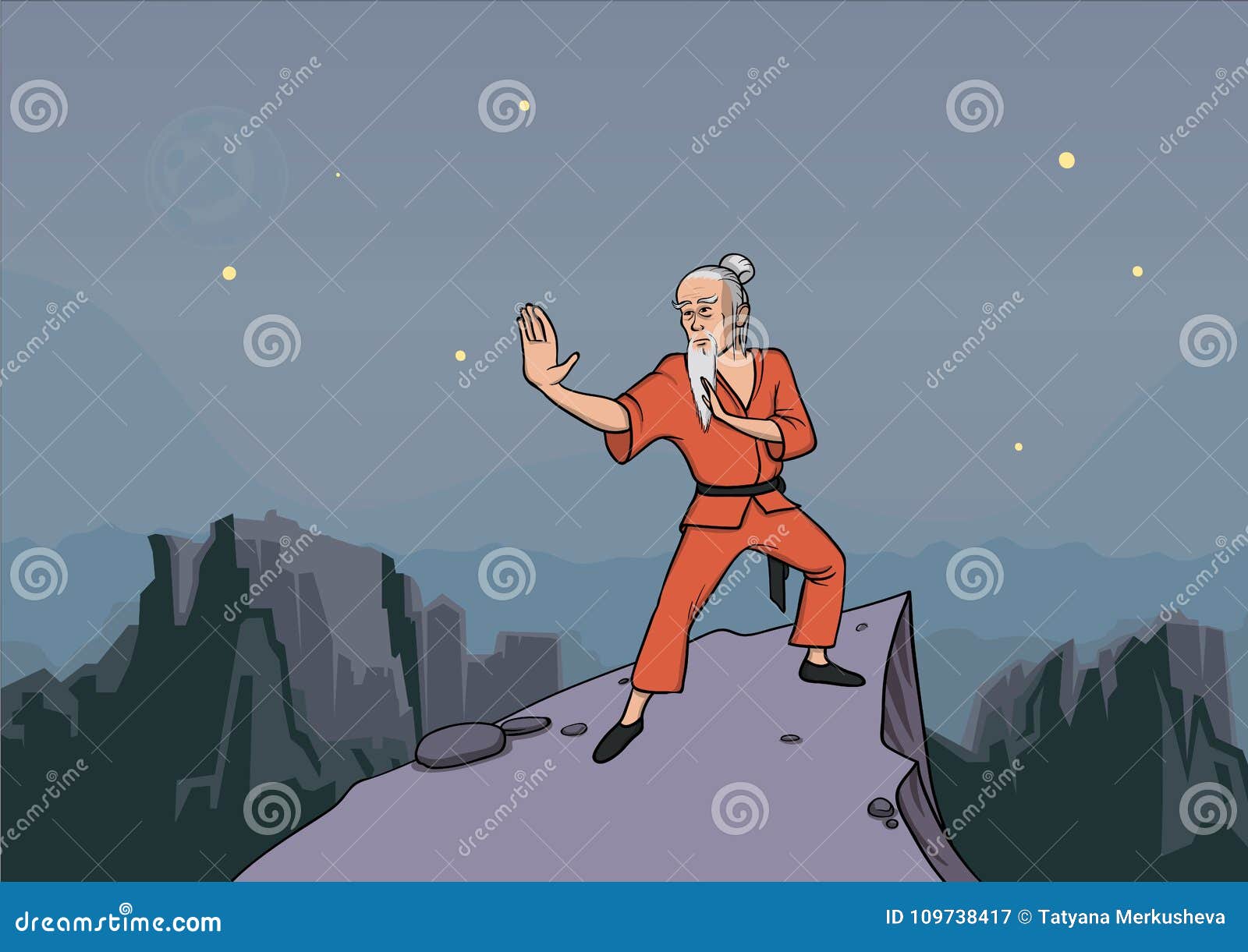 Vector Set Of Wushu. Wushu Positions. Design Elements And Icons Royalty ...