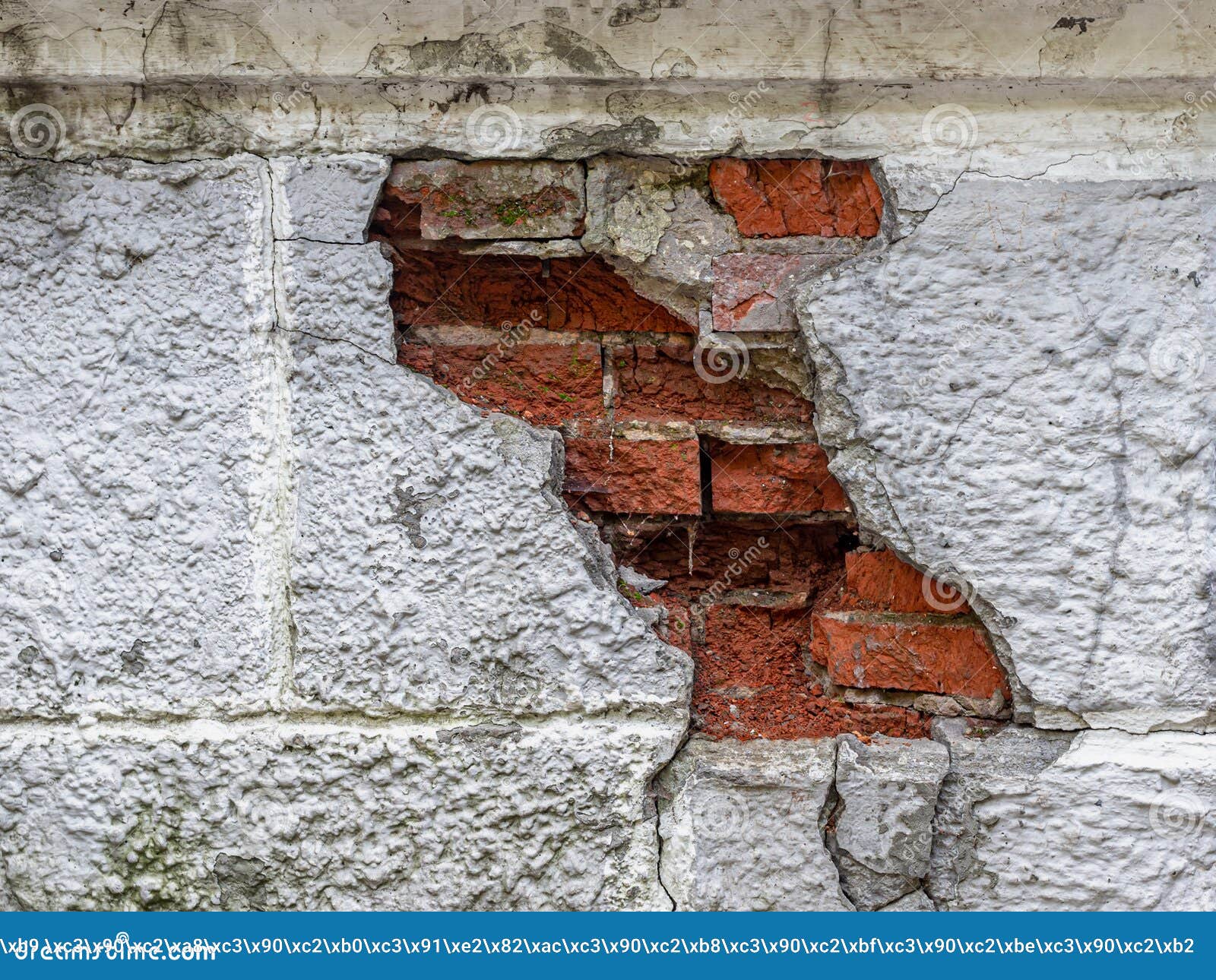 Old Wall with Exposed Brickwork and Crumbling Plaster Stock Image ...