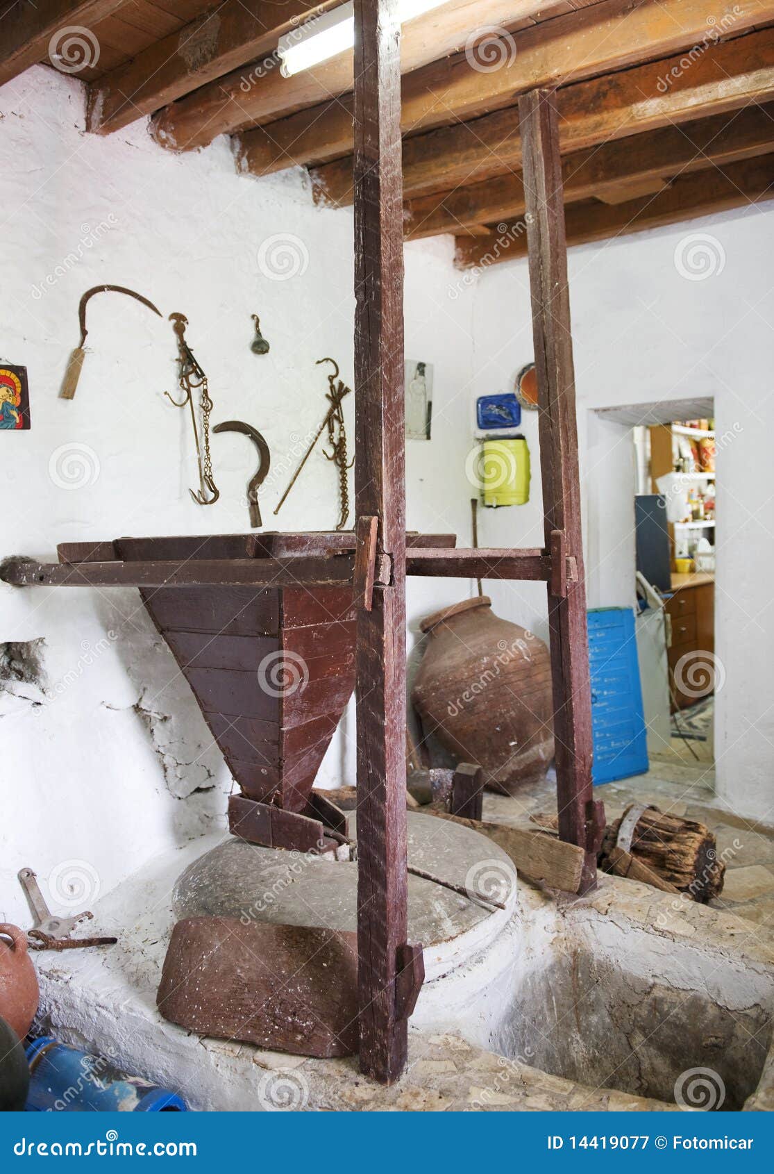 Old Greek Water Mill stock image. Image of town, island - 14419077