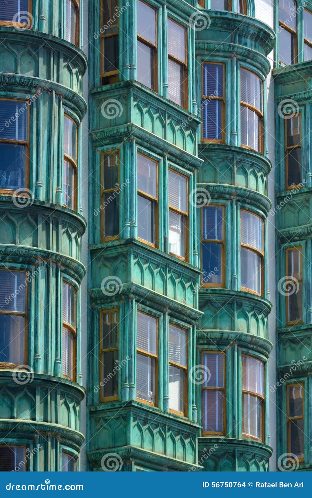 Old Green Building Faced in San Francisco - Stock Photo - Image of ...