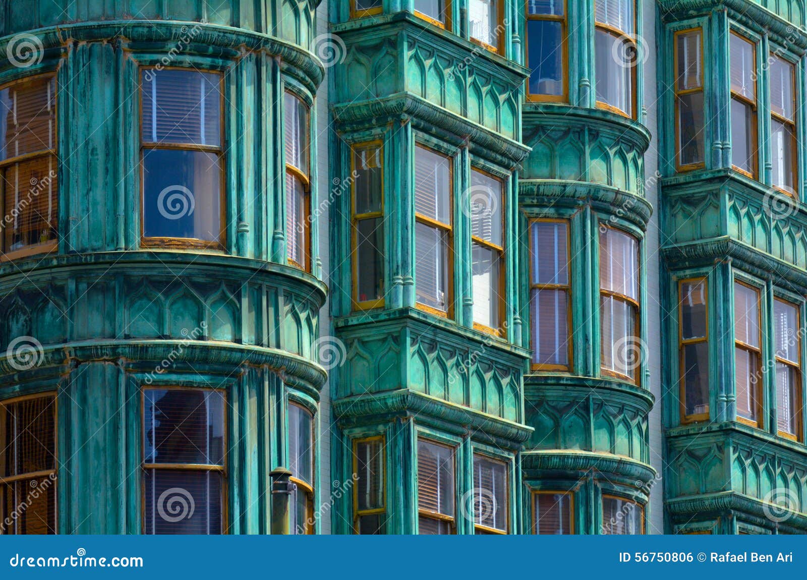 Old Green Building Faced in San Francisco - Stock Photo - Image of ...
