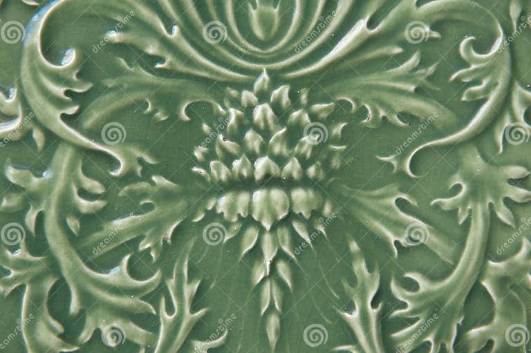 Green Ceramic Tile with Floral Pattern Stock Image - Image of european ...