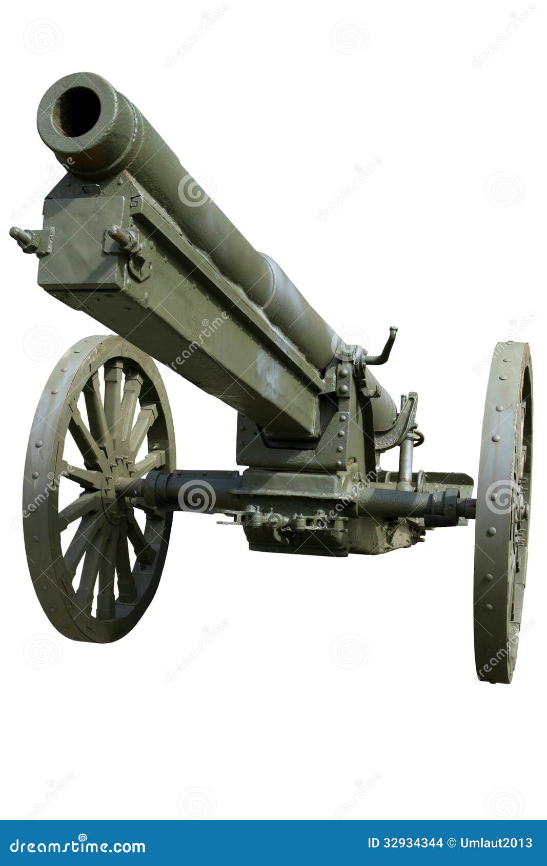 Old green field gun stock photo. Image of wheel, battle - 32934344
