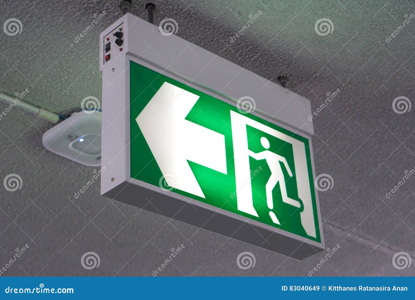 Old Green Fire Exit Sign at Hotel Stock Image - Image of rescue, green ...