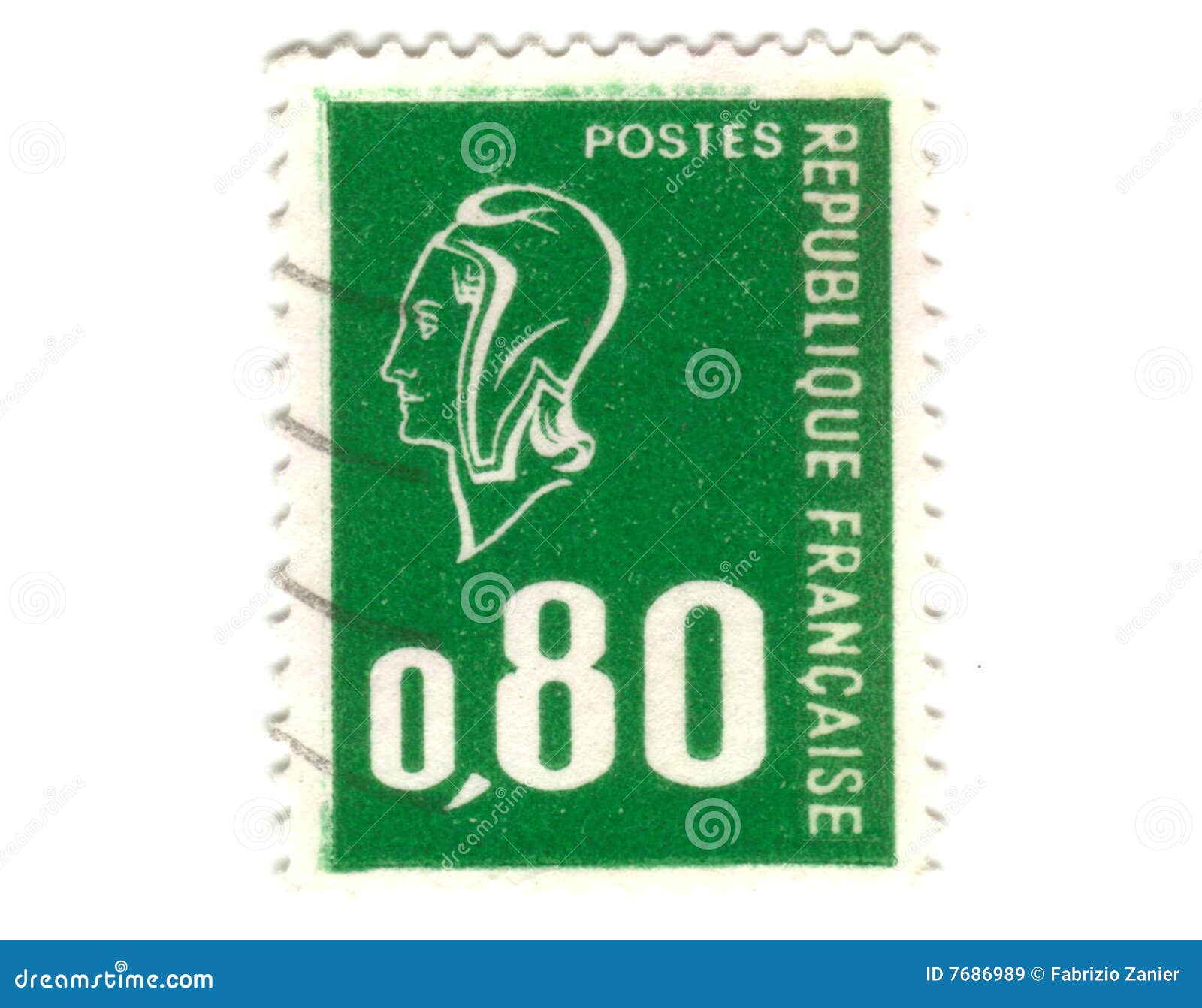 Old green french stamp editorial stock image. Image of think - 7686989