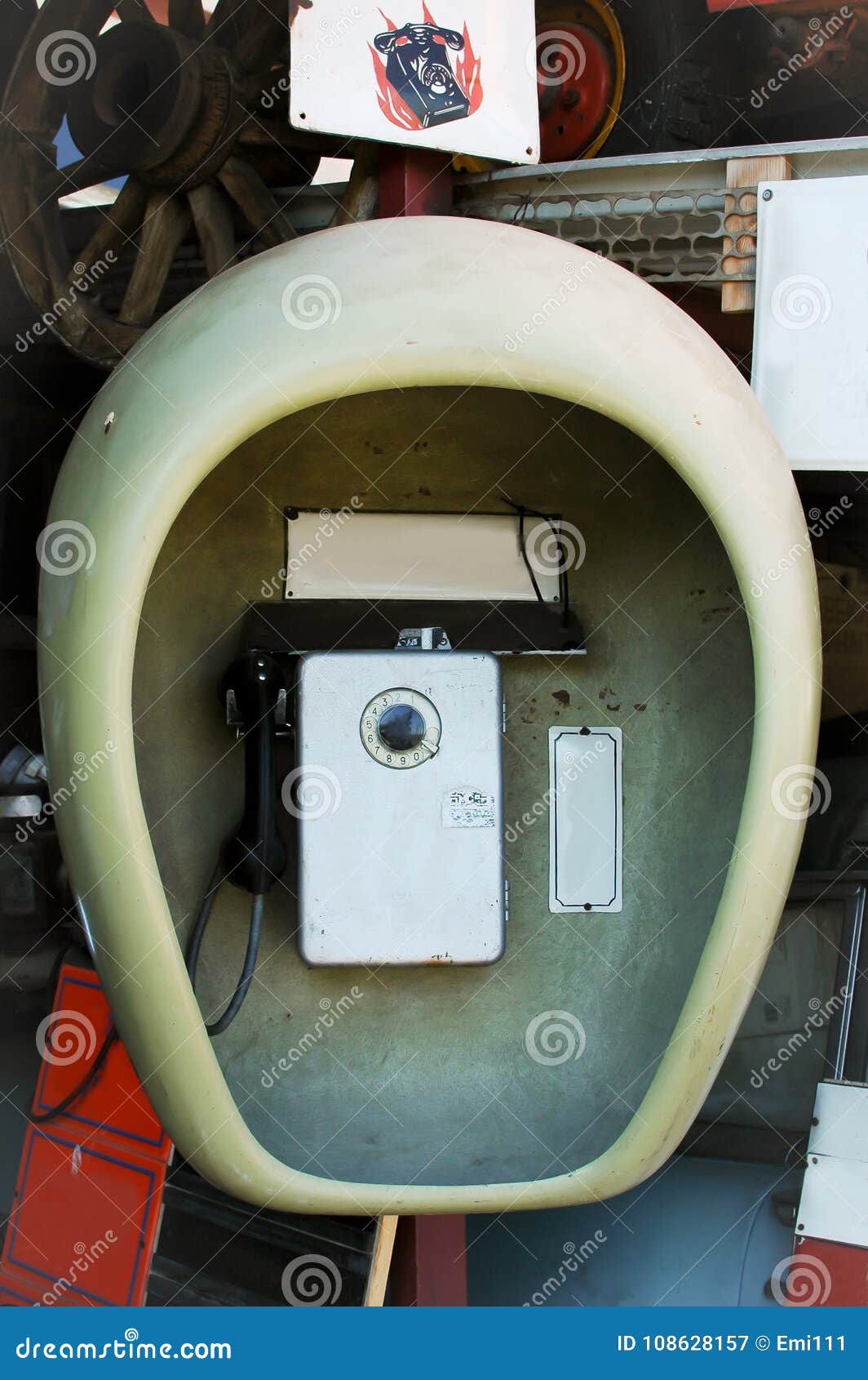 Old Green Phone Booth Close Up Stock Image - Image of public, phone ...