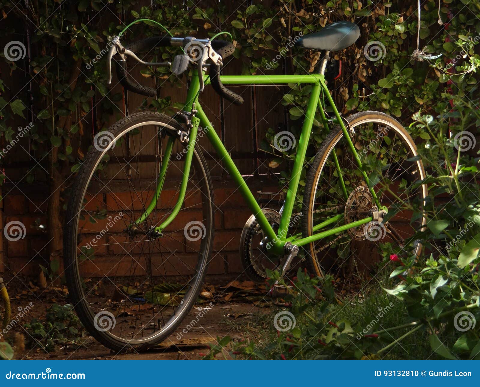 Old Green Road Bike stock photo. Image of bicicleta, retro - 93132810