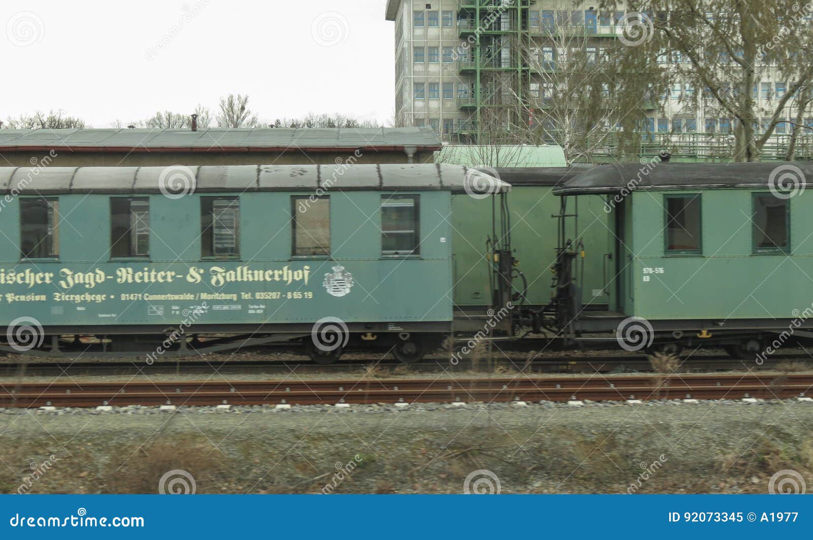Old Green Wagons Parked at the Station Editorial Image - Image of ...