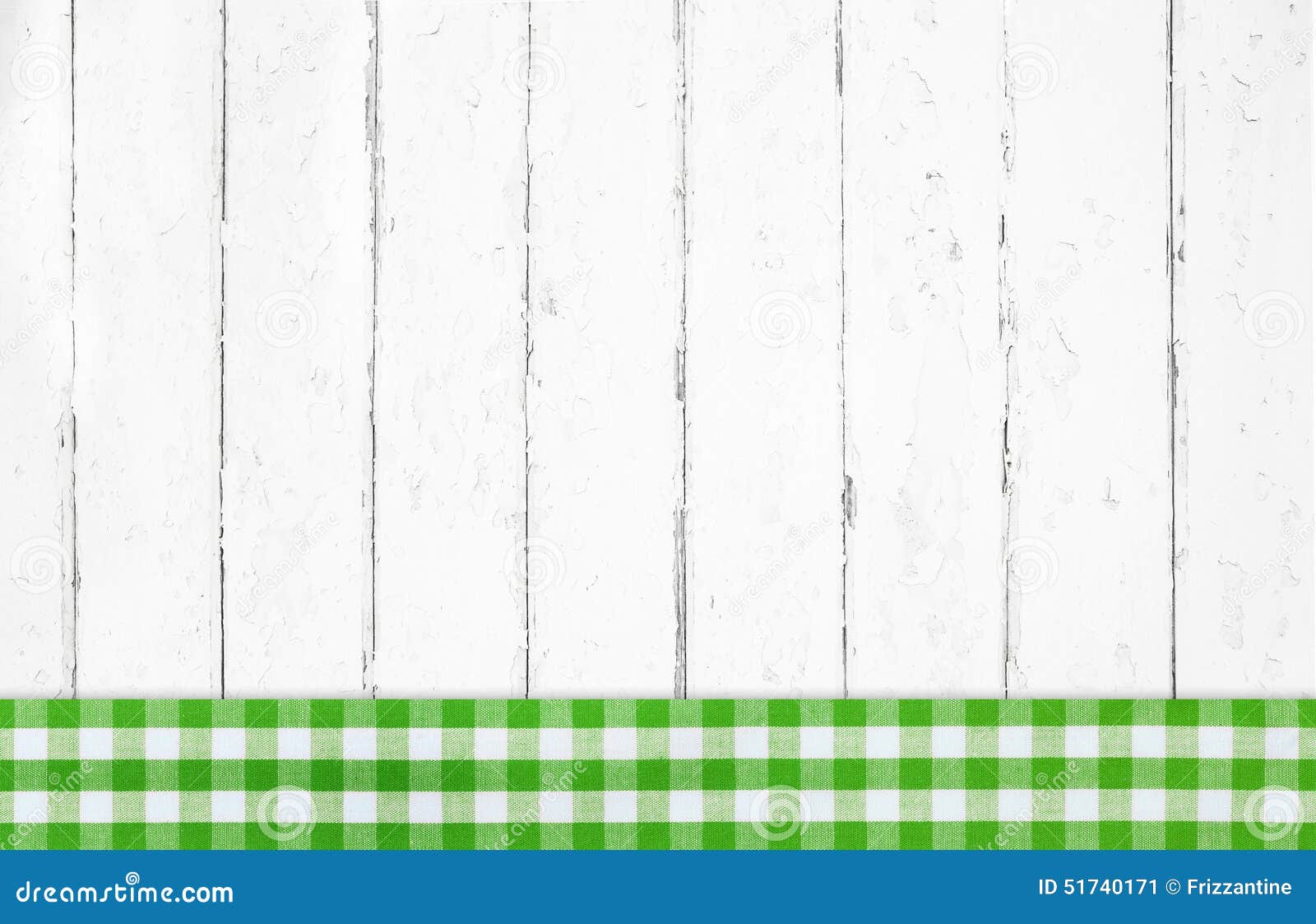 Old Green White Checked Wooden Background with Fabrics. Stock Image ...