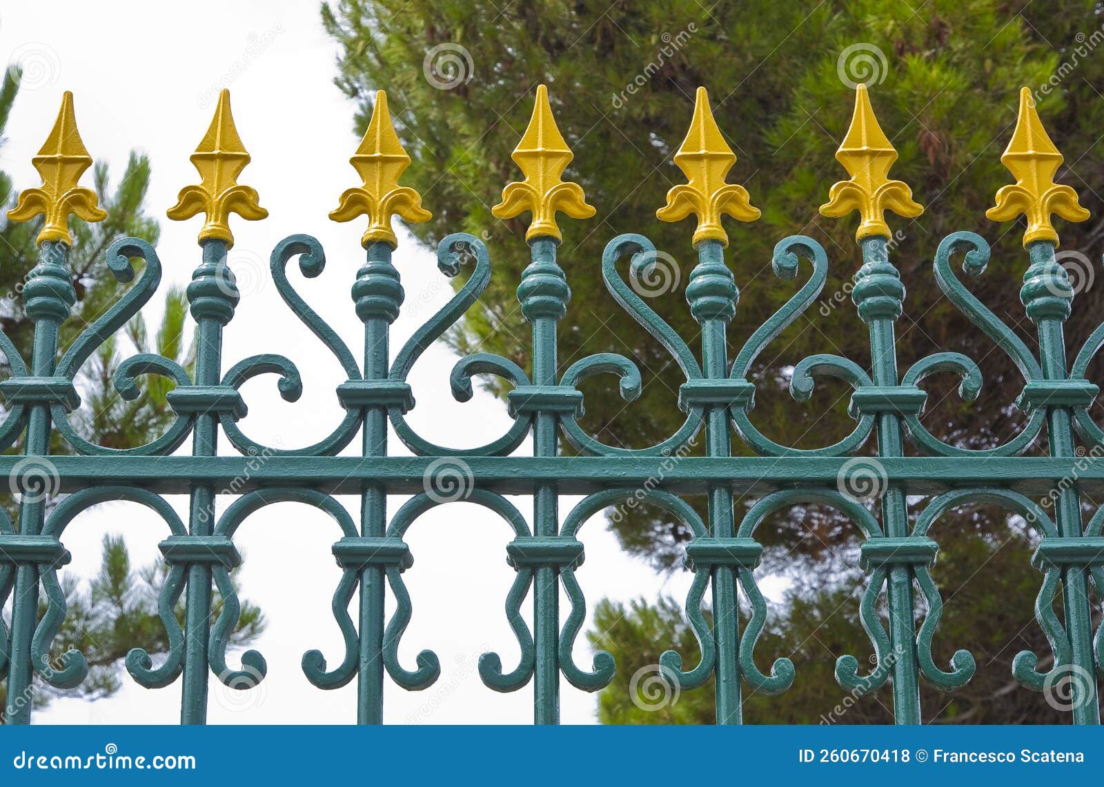 Old Green Wrought Iron Grating with Floral Decorations Stock Photo ...