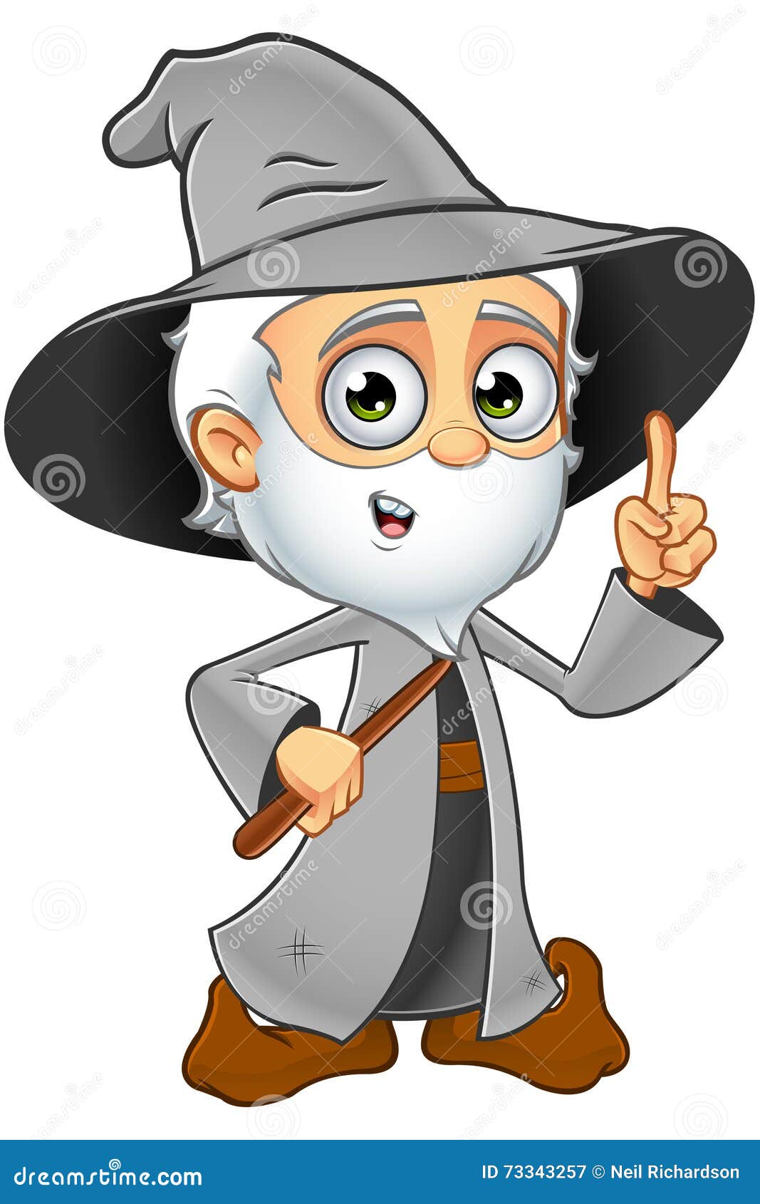 Old Grey Wizard - Having an Idea Stock Vector - Illustration of spell ...