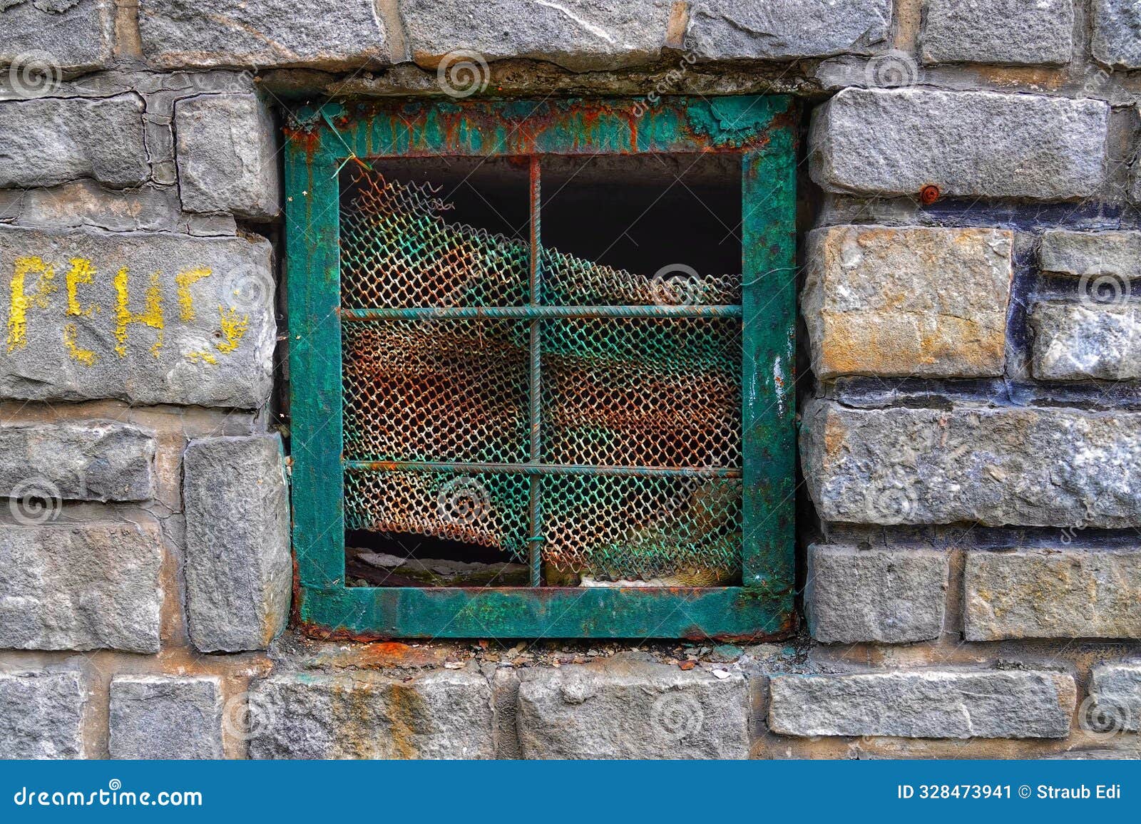 Old Grid Rusted Windows and a Solid Wall Stock Image - Image of texture ...