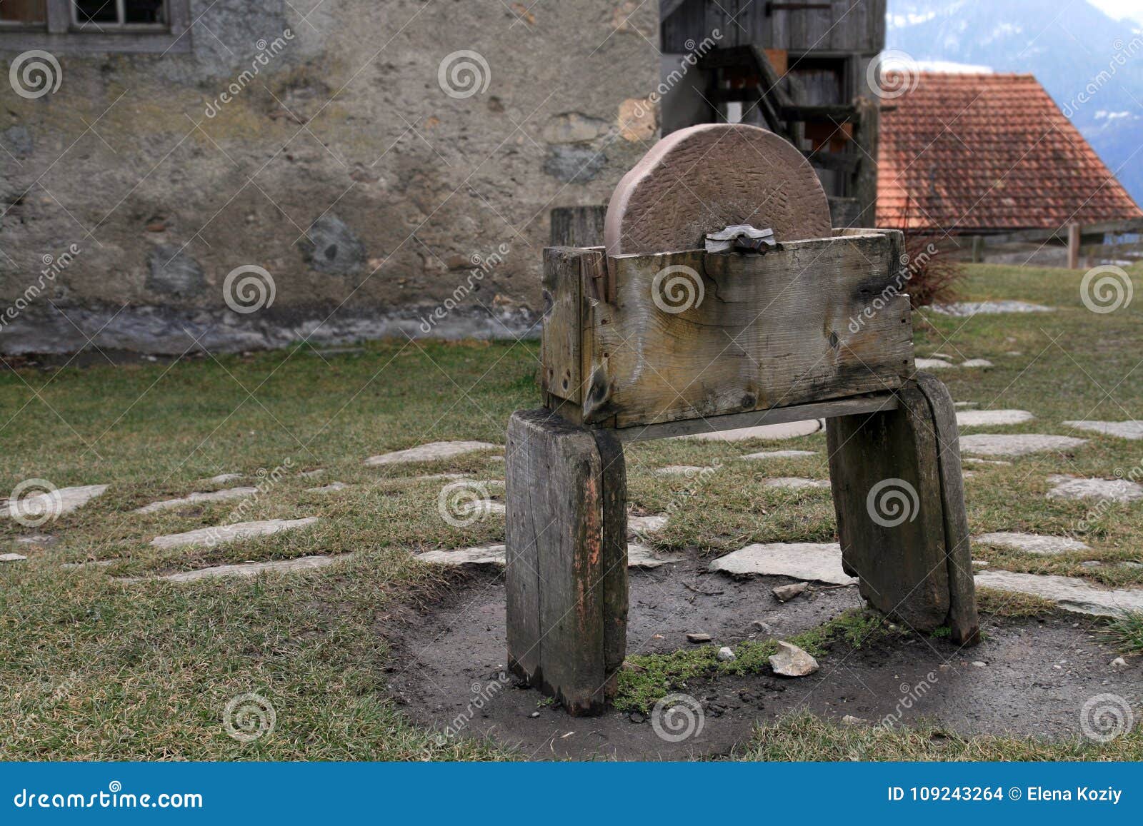 Old grinding machine. stock photo. Image of ancient - 109243264