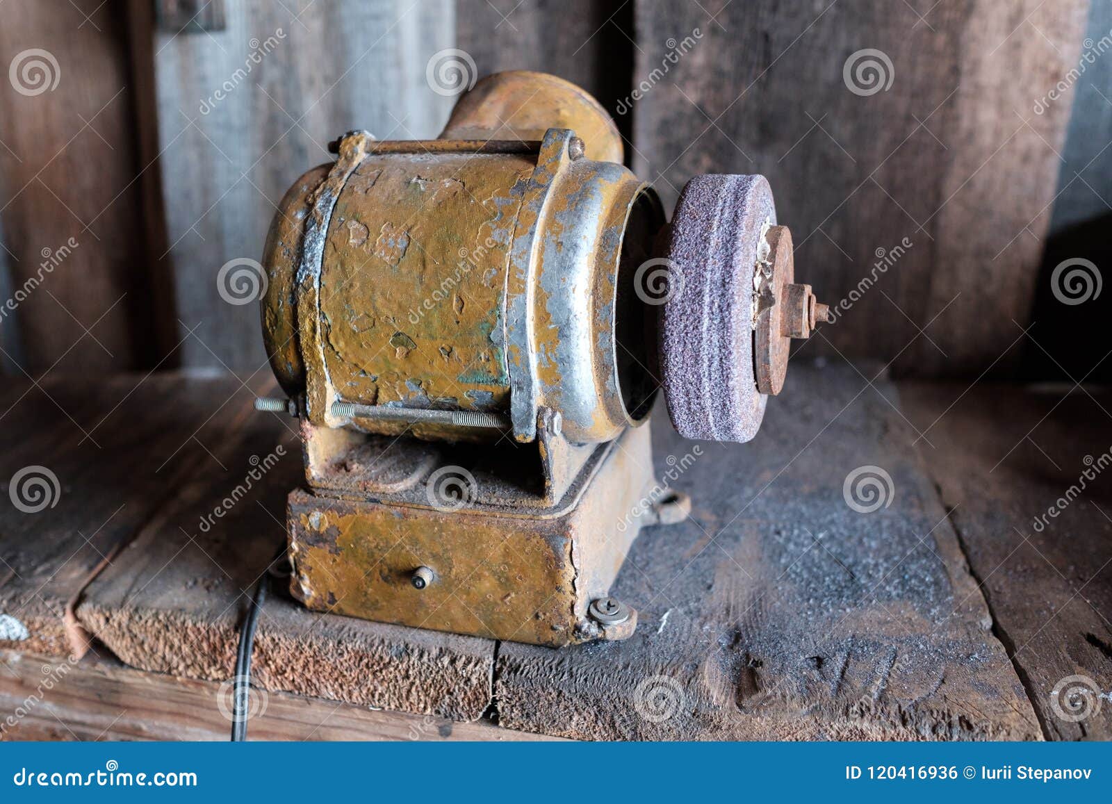 Old Grinding Machine with Wheel Stock Photo - Image of industrial, iron ...