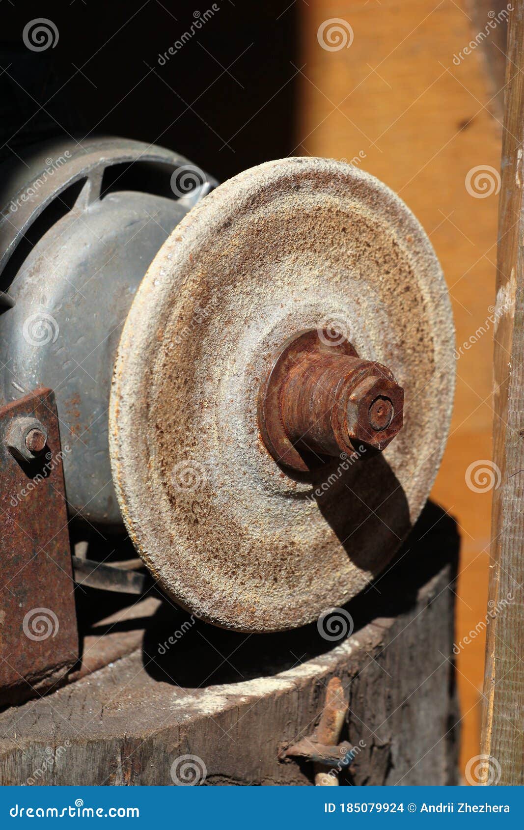 Old Grinding Wheel in a Rural Workshop Stock Photo - Image of machine ...