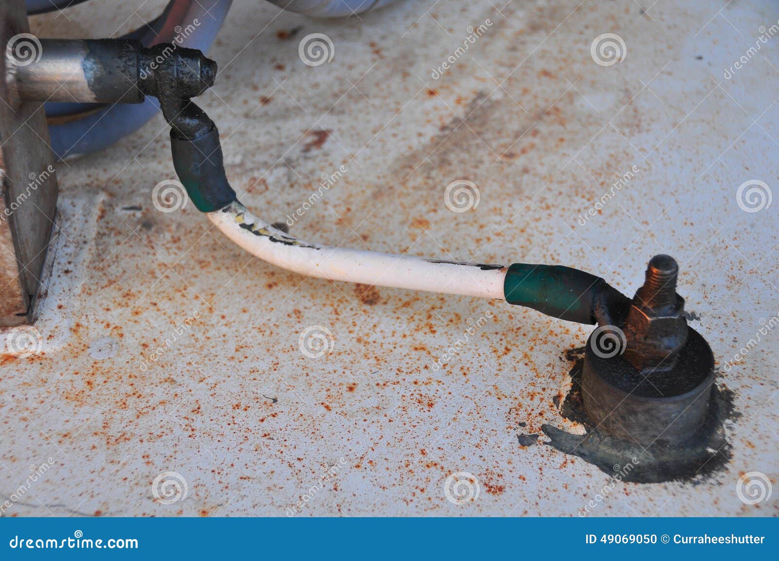 Old Ground Electric Cables with Master Terminal Bar. Stock Photo ...