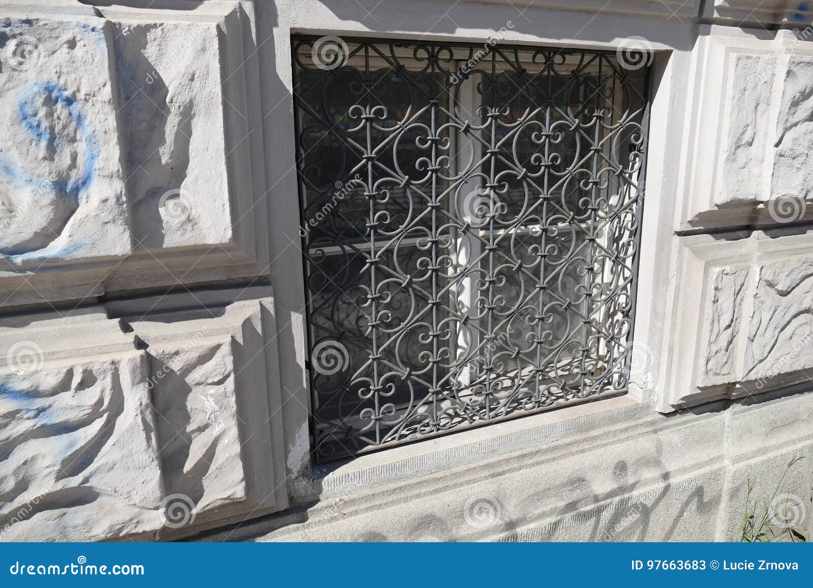 Old Ground Floor Window with a Cage Stock Image - Image of architecture ...