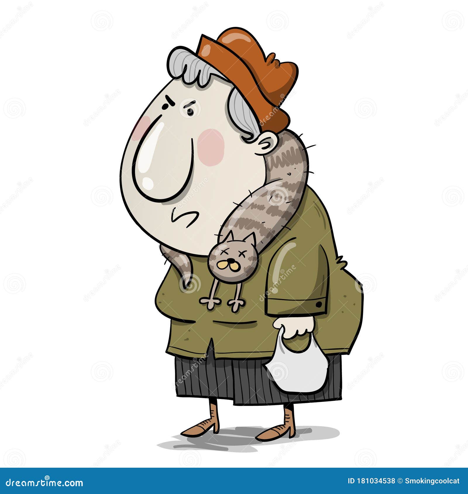 Grumpy Grandmother Talking On The Phone Vector Cartoon | CartoonDealer ...