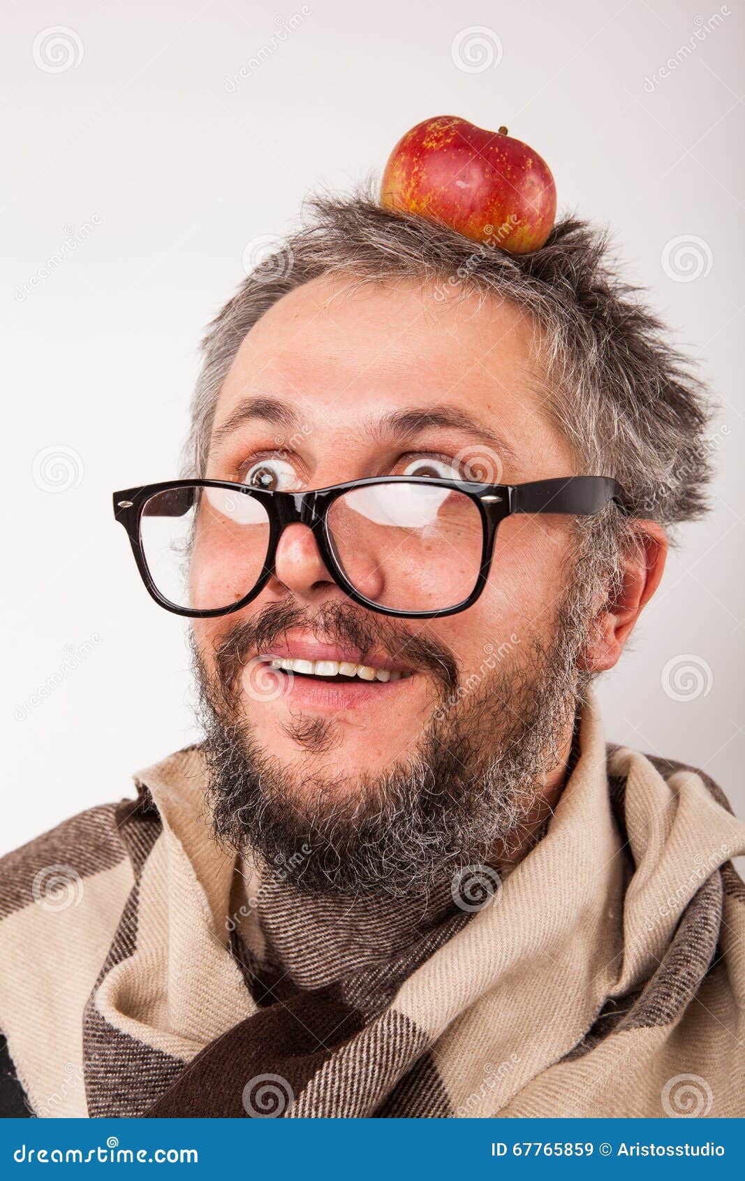 Old Grumpy Man with Beard and Big Nerd Glasses Stock Image - Image of ...