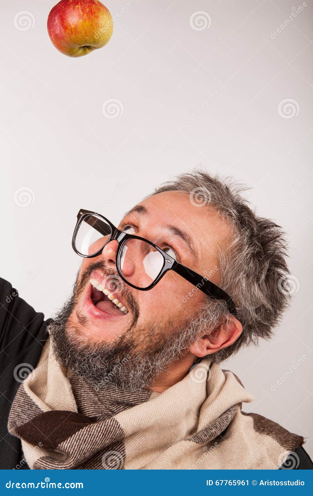 Old Grumpy Man with Beard and Big Nerd Glasses Stock Image - Image of ...