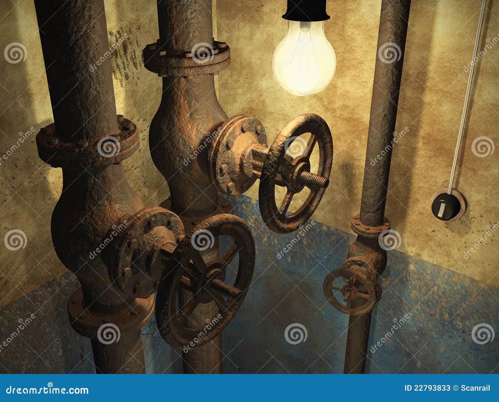 Set Of Old, Rusty Pipes And Valves Isolated On White Background Stock ...