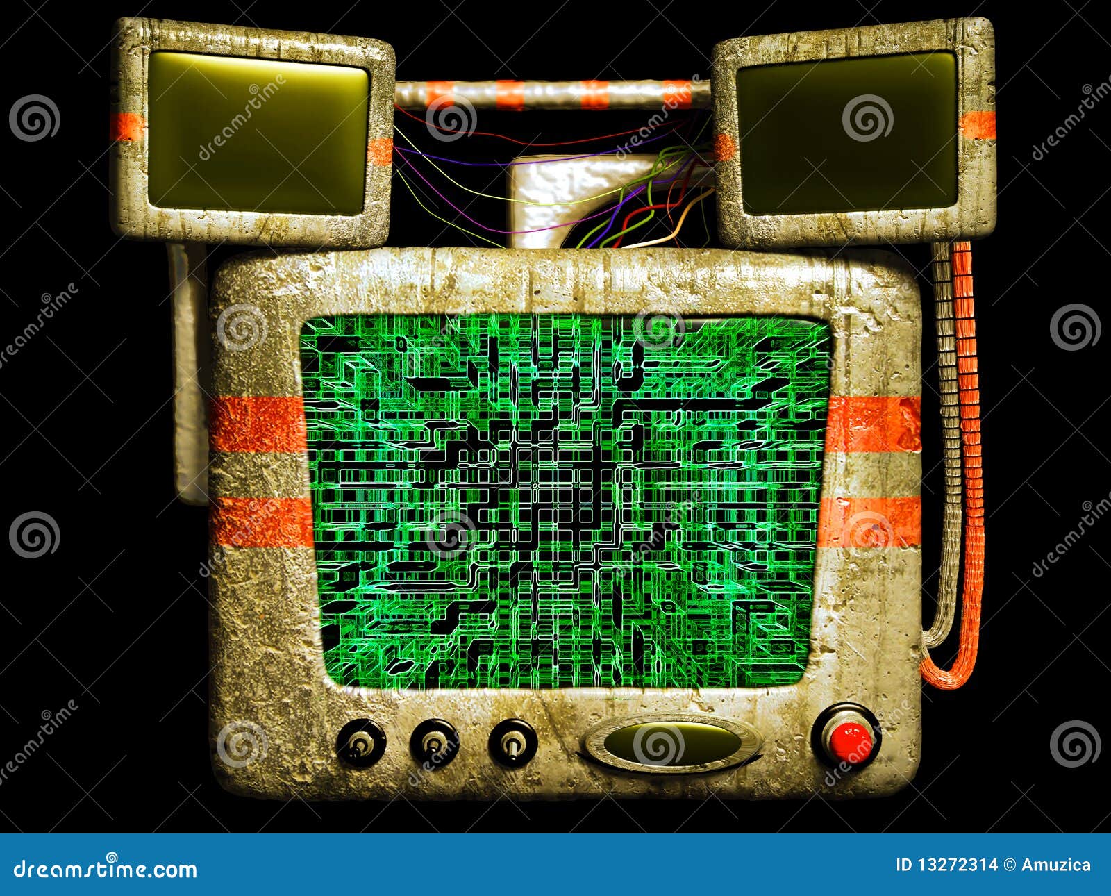 Old grunge computer stock illustration. Illustration of electronic ...