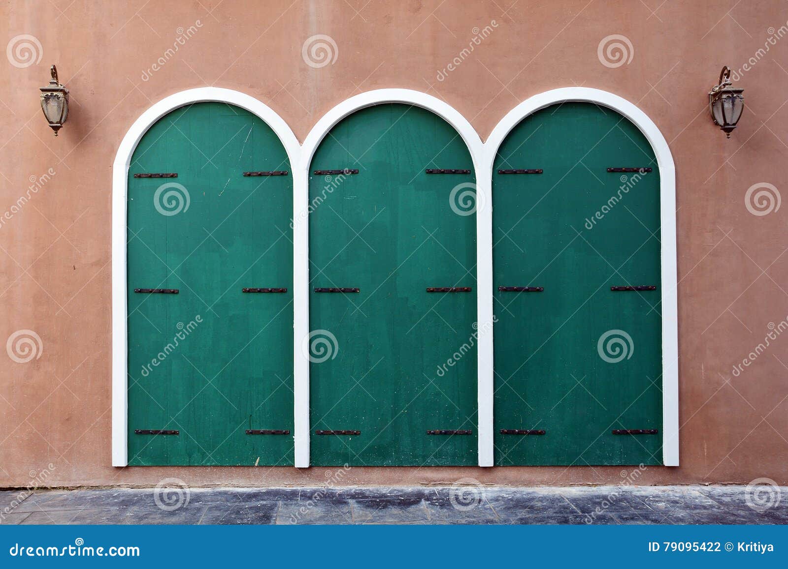 Old Grunge Door, Colonial Style,with Lamp Post Stock Photo - Image of ...