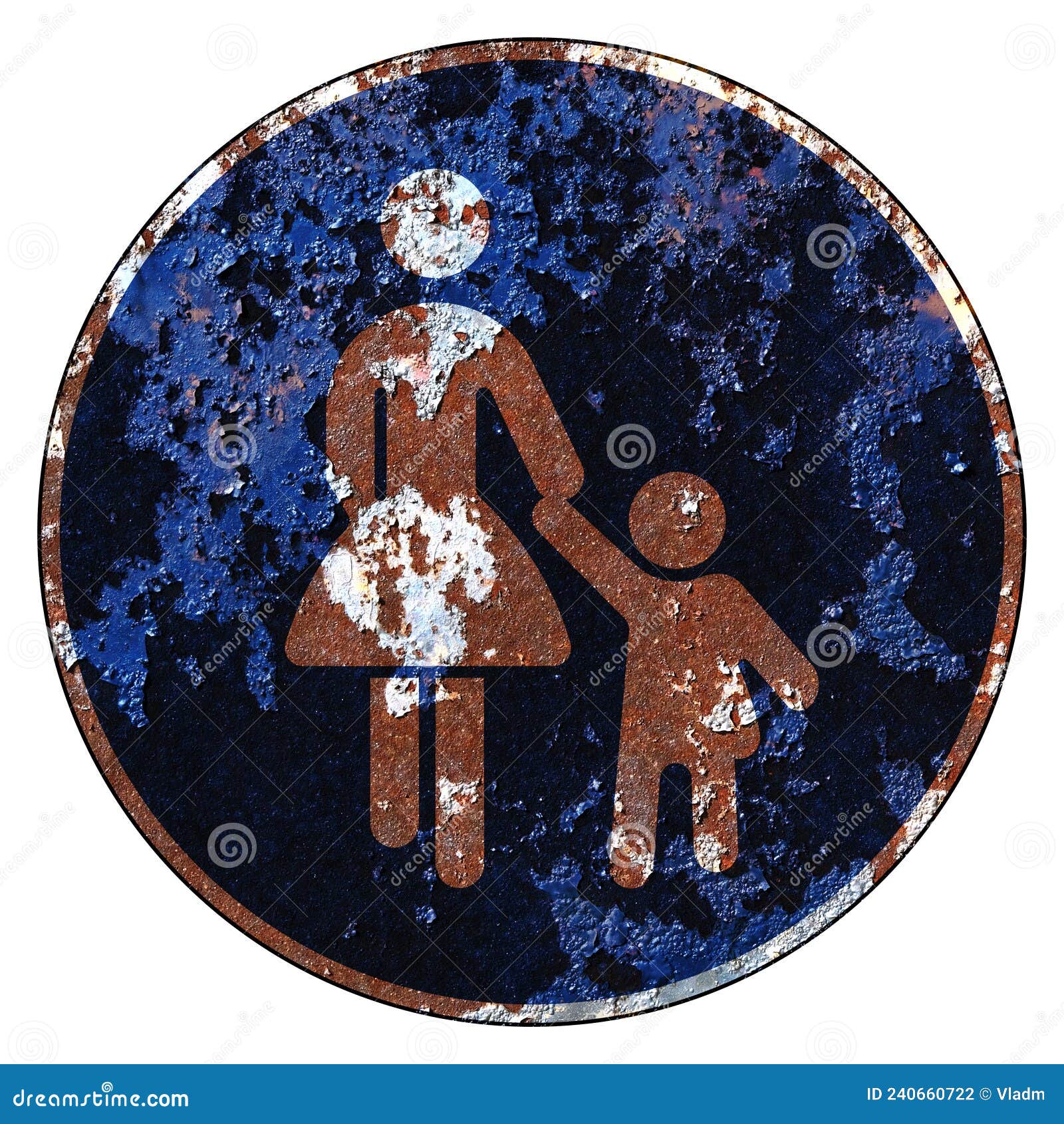 Old Grunge EU Road Sign Mandatory Sign - Pedestrian Path Stock ...