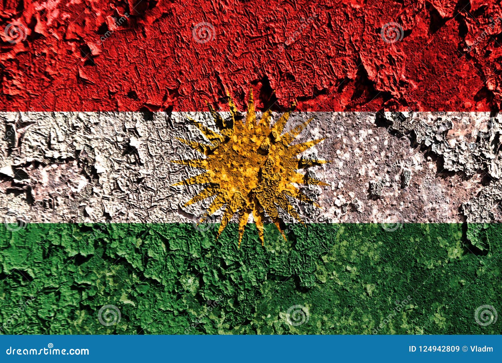 Grunge Kurdistan Flag. Kurdistan Flag With Waving Grunge Texture ...
