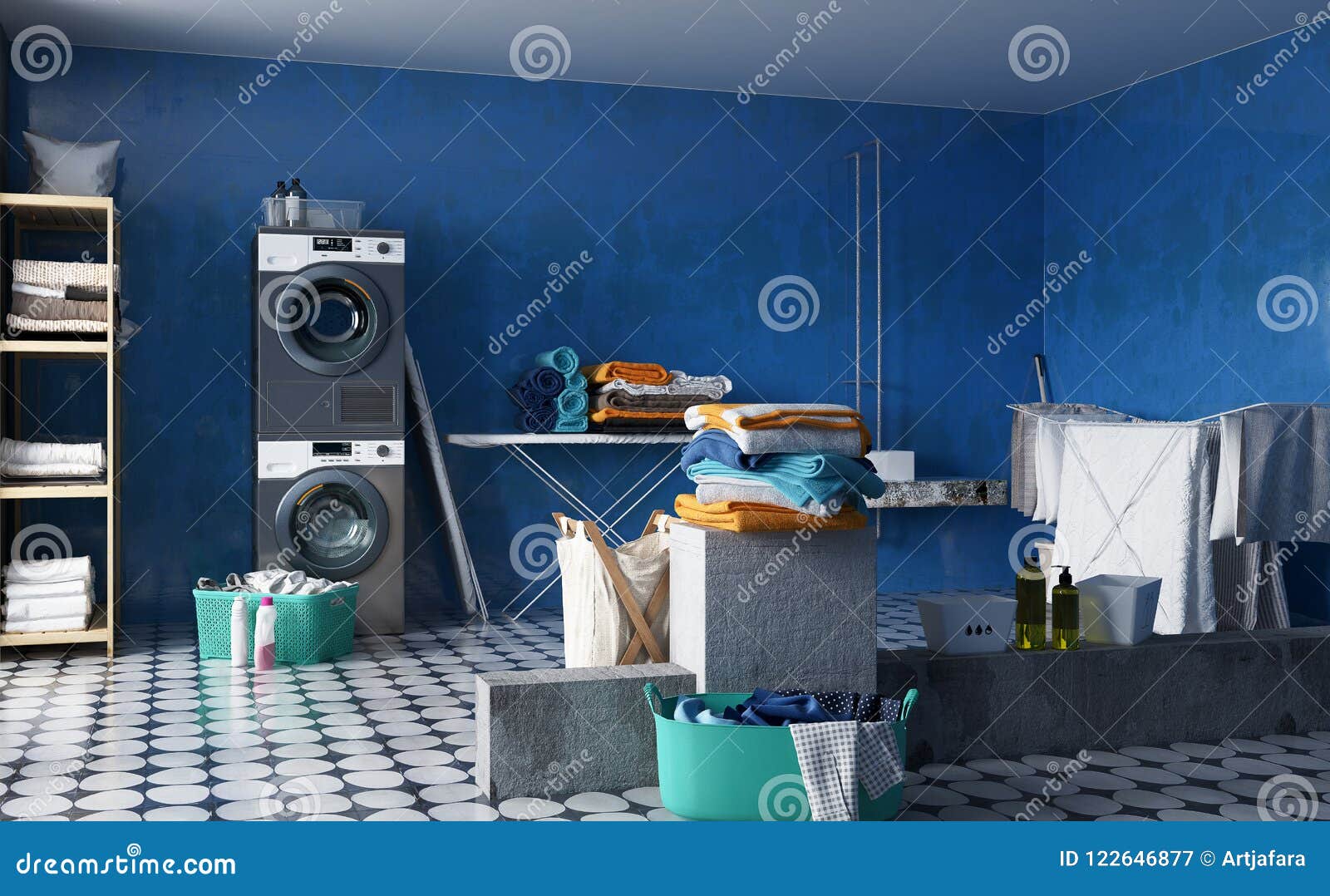 Old Grunge Laundry, Retro Style Stock Illustration - Illustration of ...