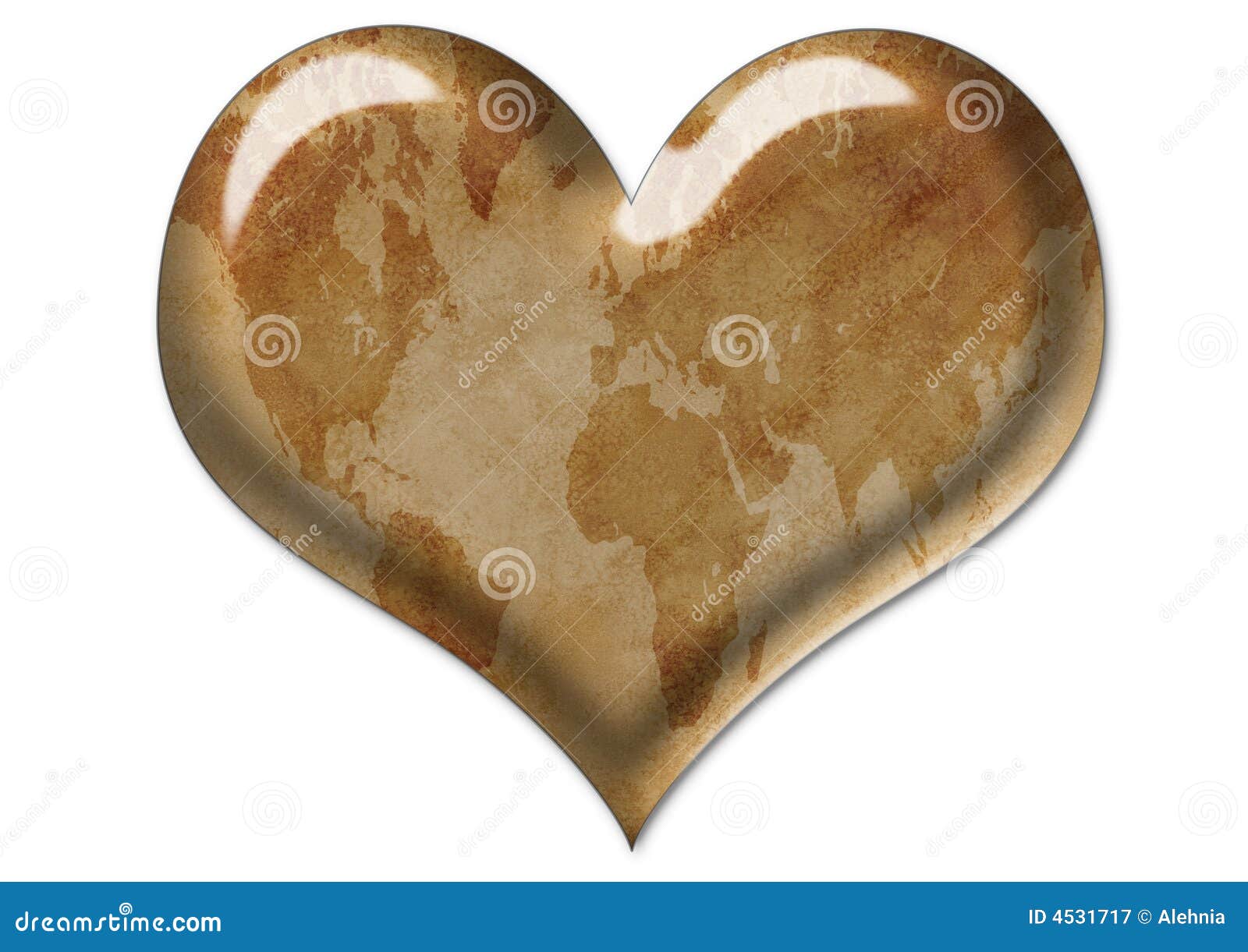 Old grunge map in heart stock illustration. Illustration of countries ...