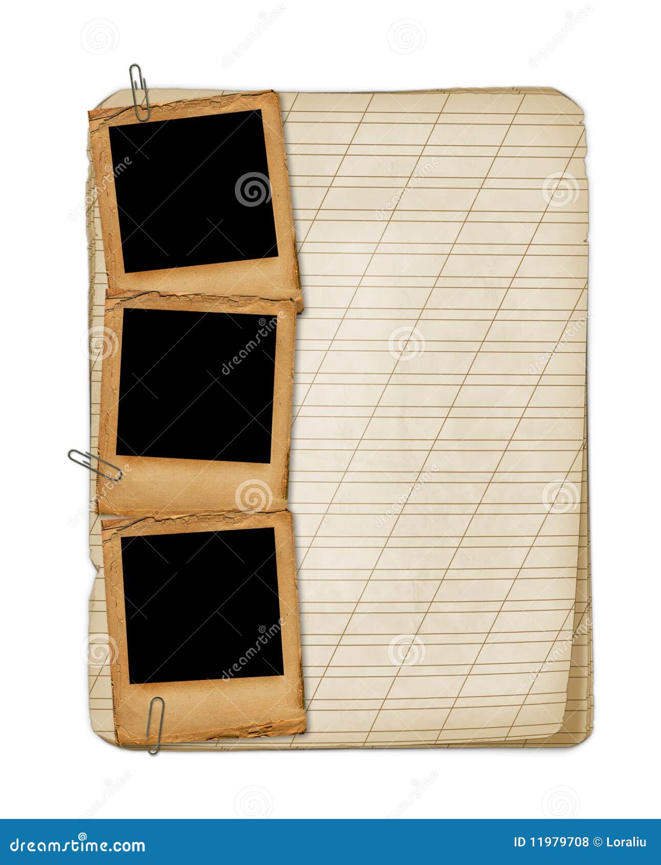 Old Grunge Notebook with Slides Stock Photo - Image of nostalgia ...