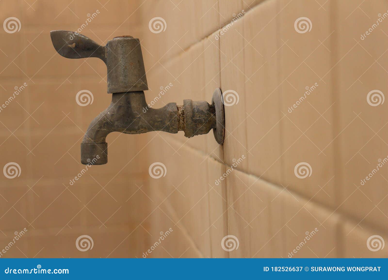 Old Grunge Rusty Faucet on Dirty Wall. Stock Image - Image of lighting ...