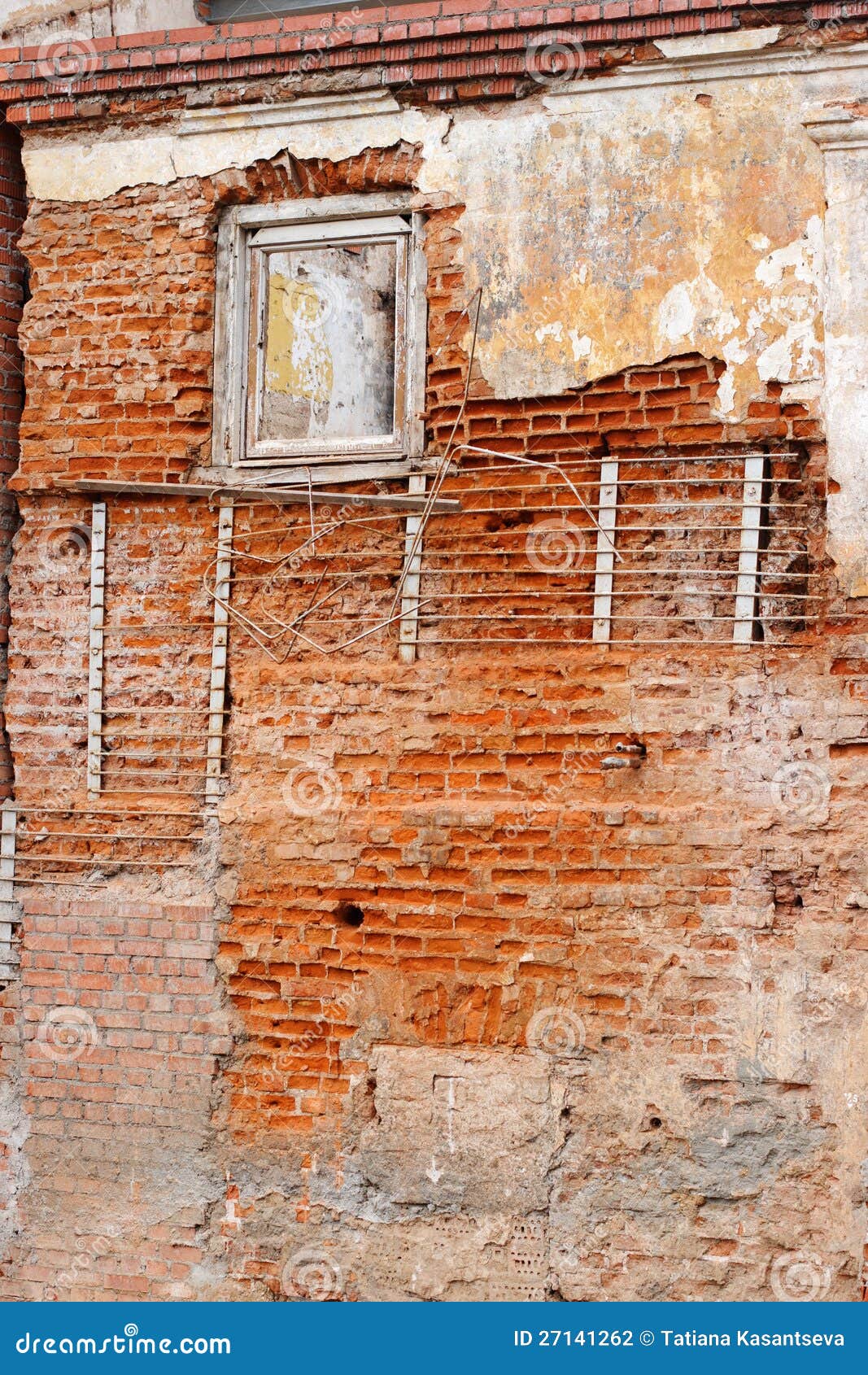 Old Gungy Wall with Immured Window Stock Photo - Image of demolition ...
