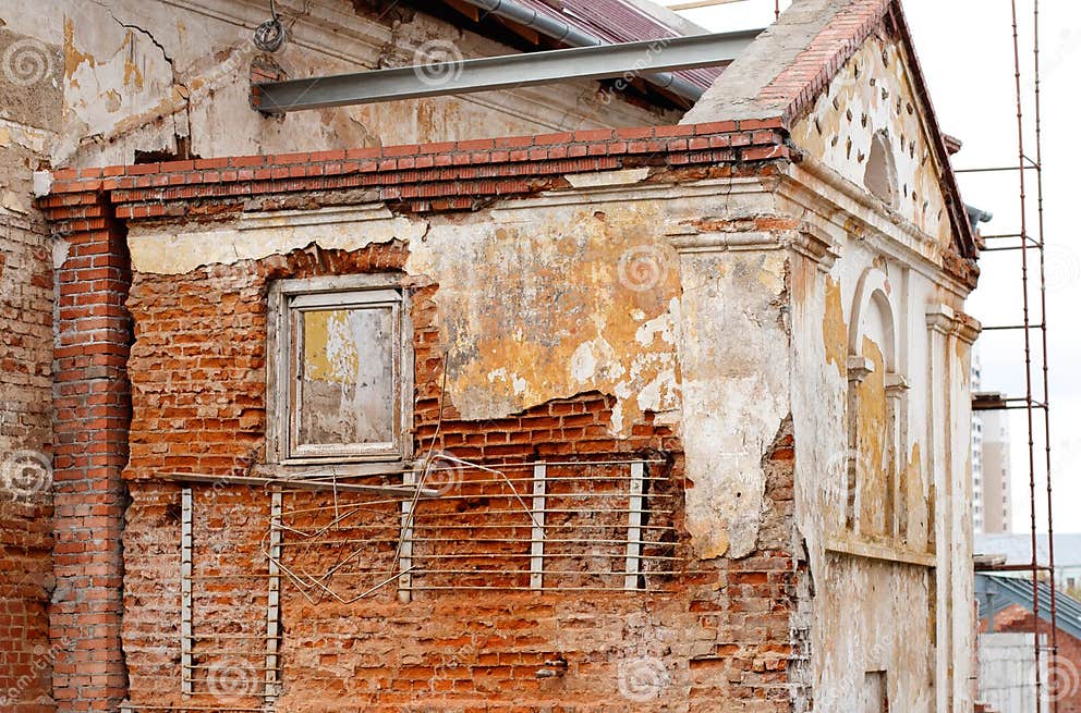 Old Gungy Wall with Immured Window Stock Image - Image of architecture ...