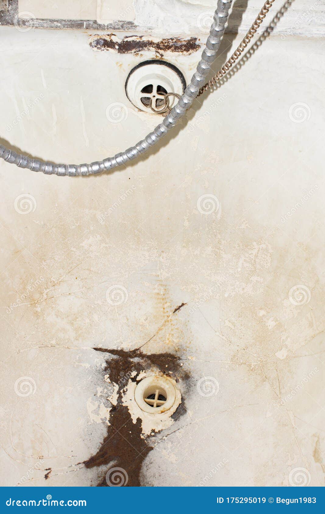 The Old and the Gutter in the Bathroom. Stock Image - Image of wall ...