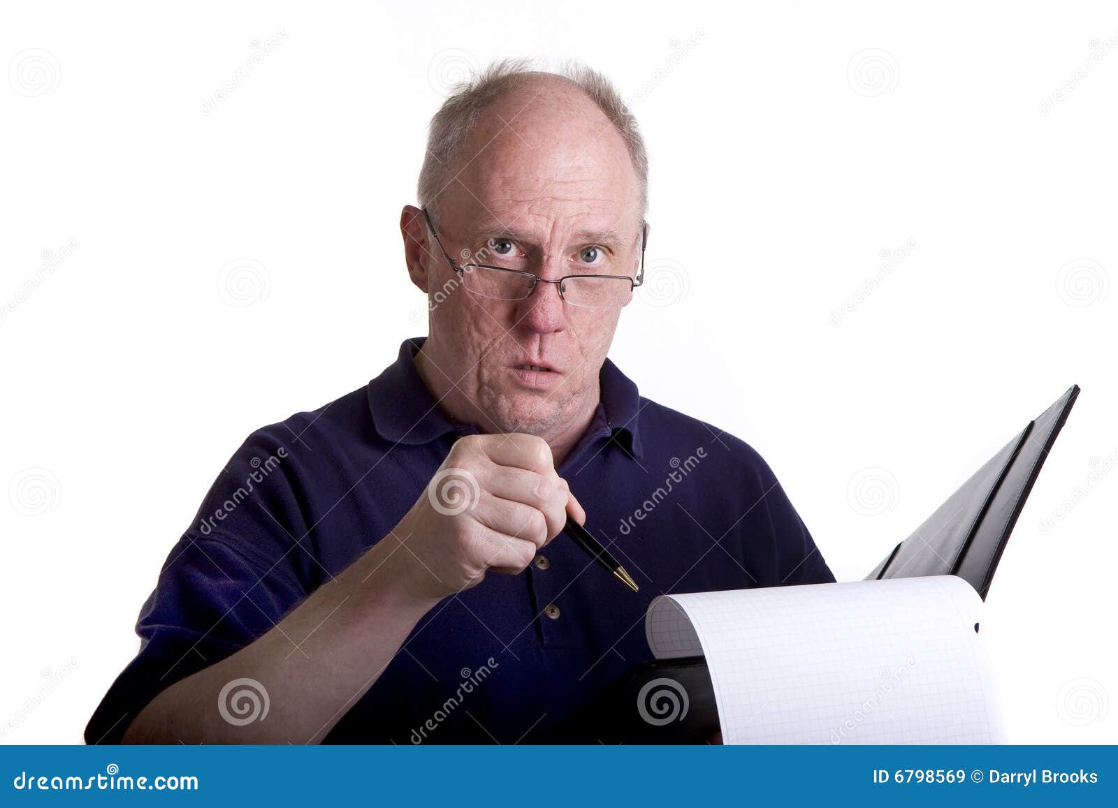Old Guy Pointing To Problem in Notebook Stock Image - Image of ...