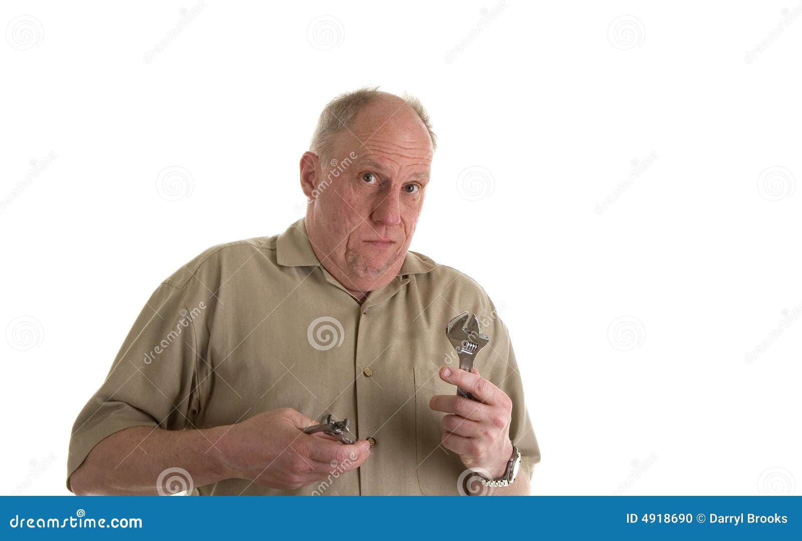 Old Guy with Tools stock photo. Image of wrench, bald - 4918690
