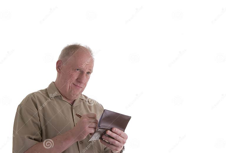 Old Guy Writing Check and Looking Upset Stock Image - Image of paying ...